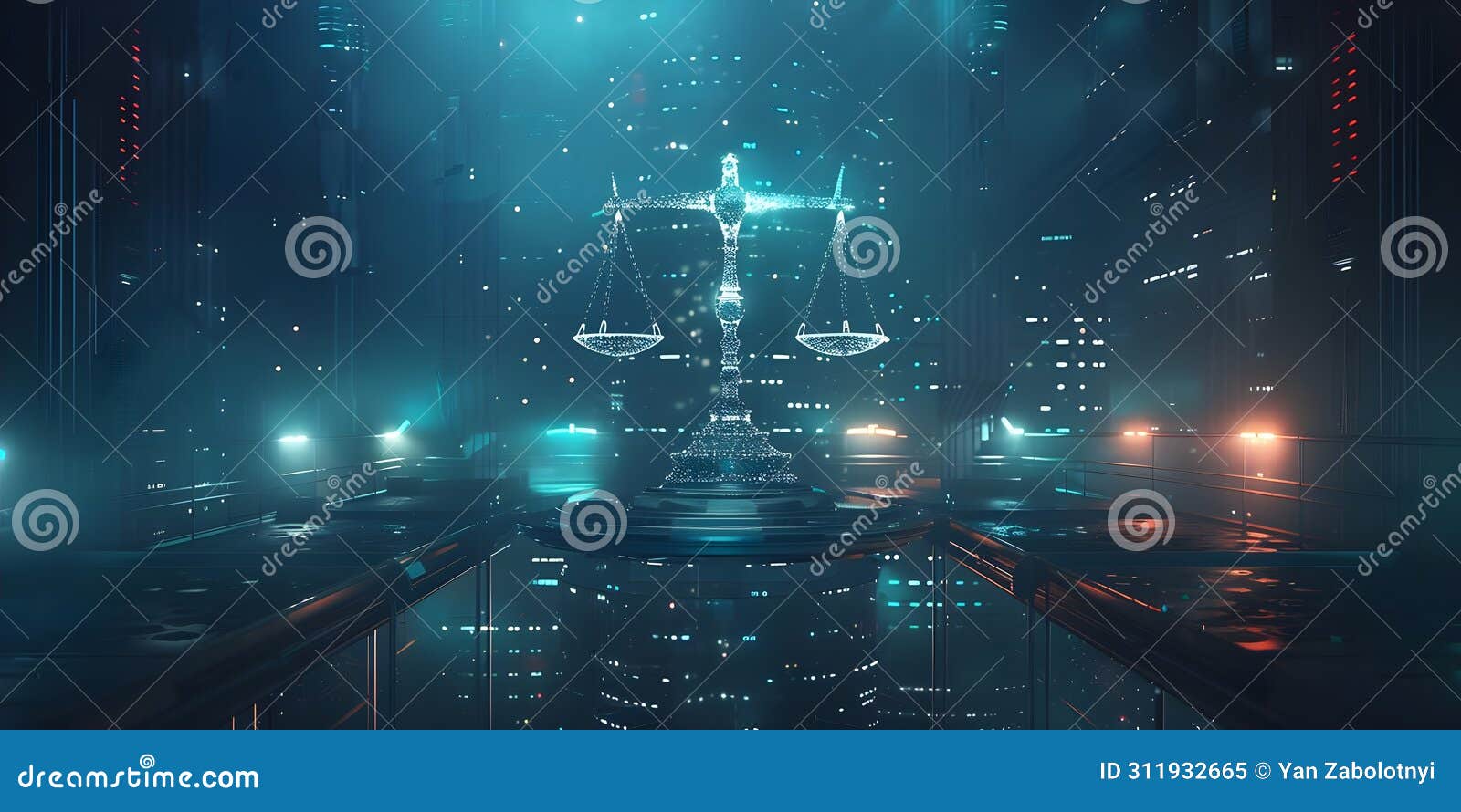 Justice Served: Data Center Background With Law Scales And AI ...