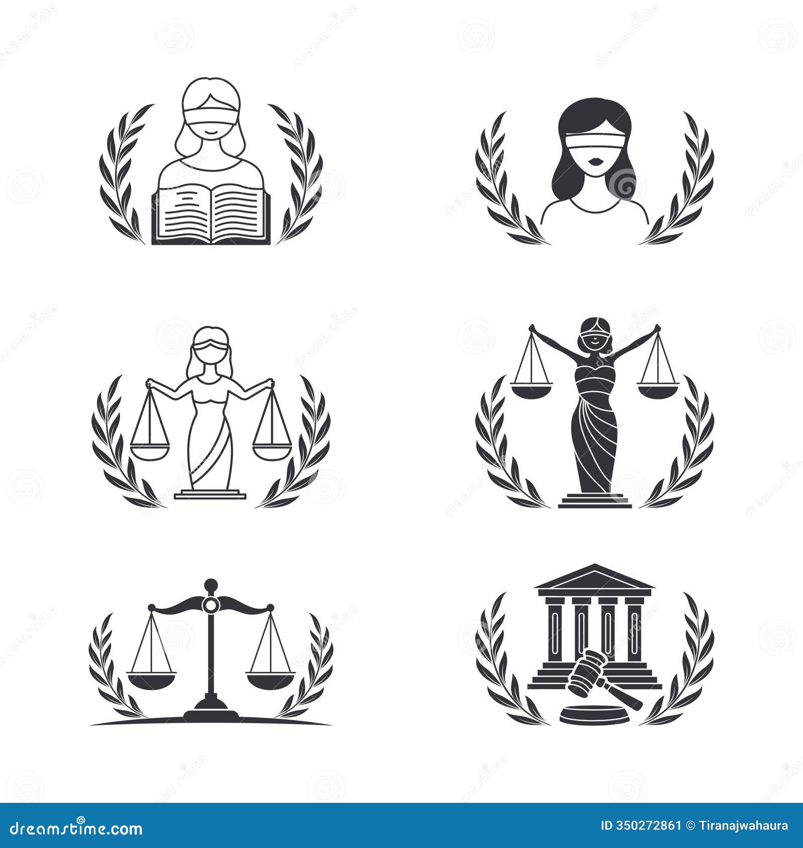 Justice Sign or Symbol Collections with Hand Drawn Lineart Vector ...