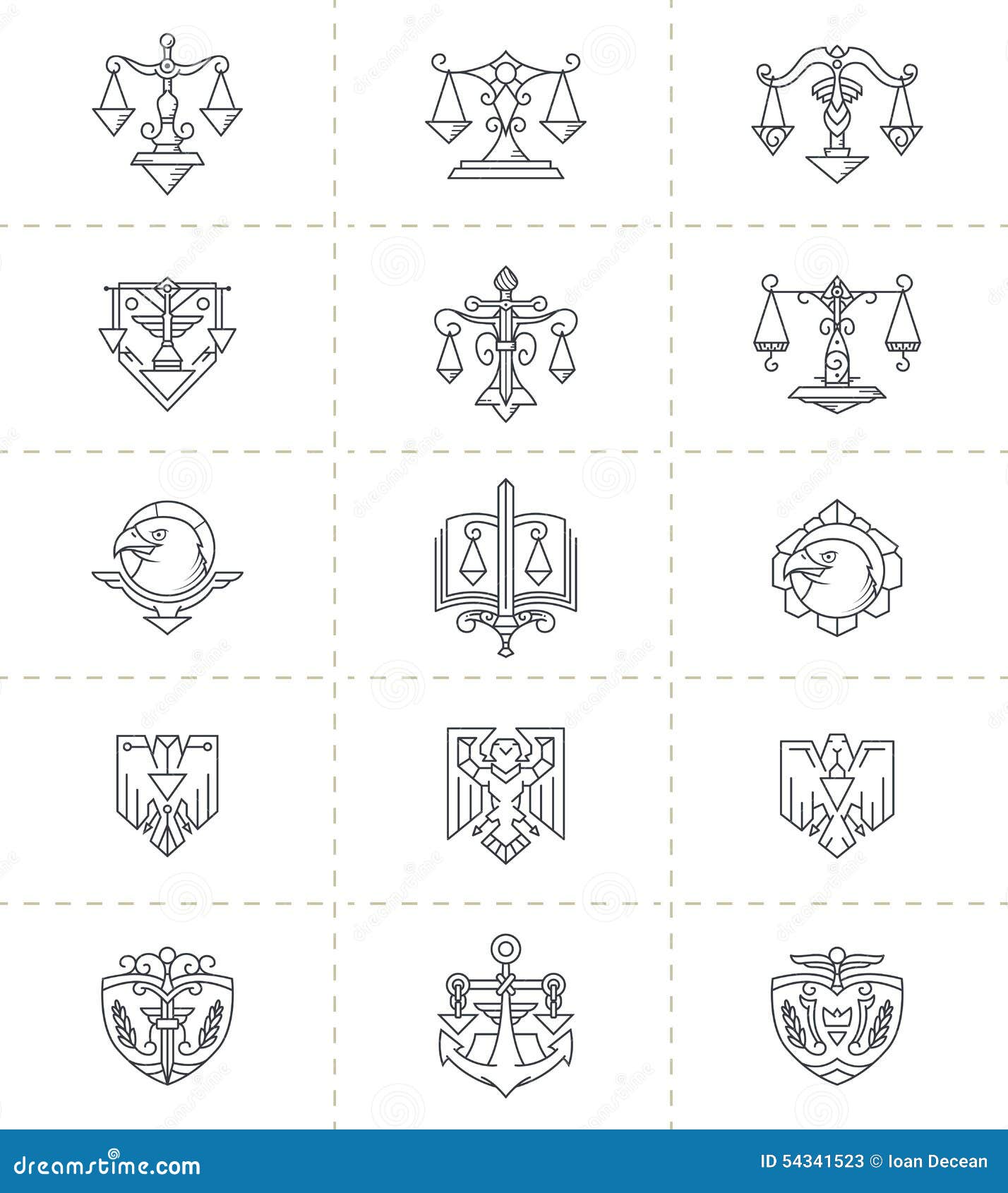 Justice Symbols Set stock vector. Illustration of modern - 54341523
