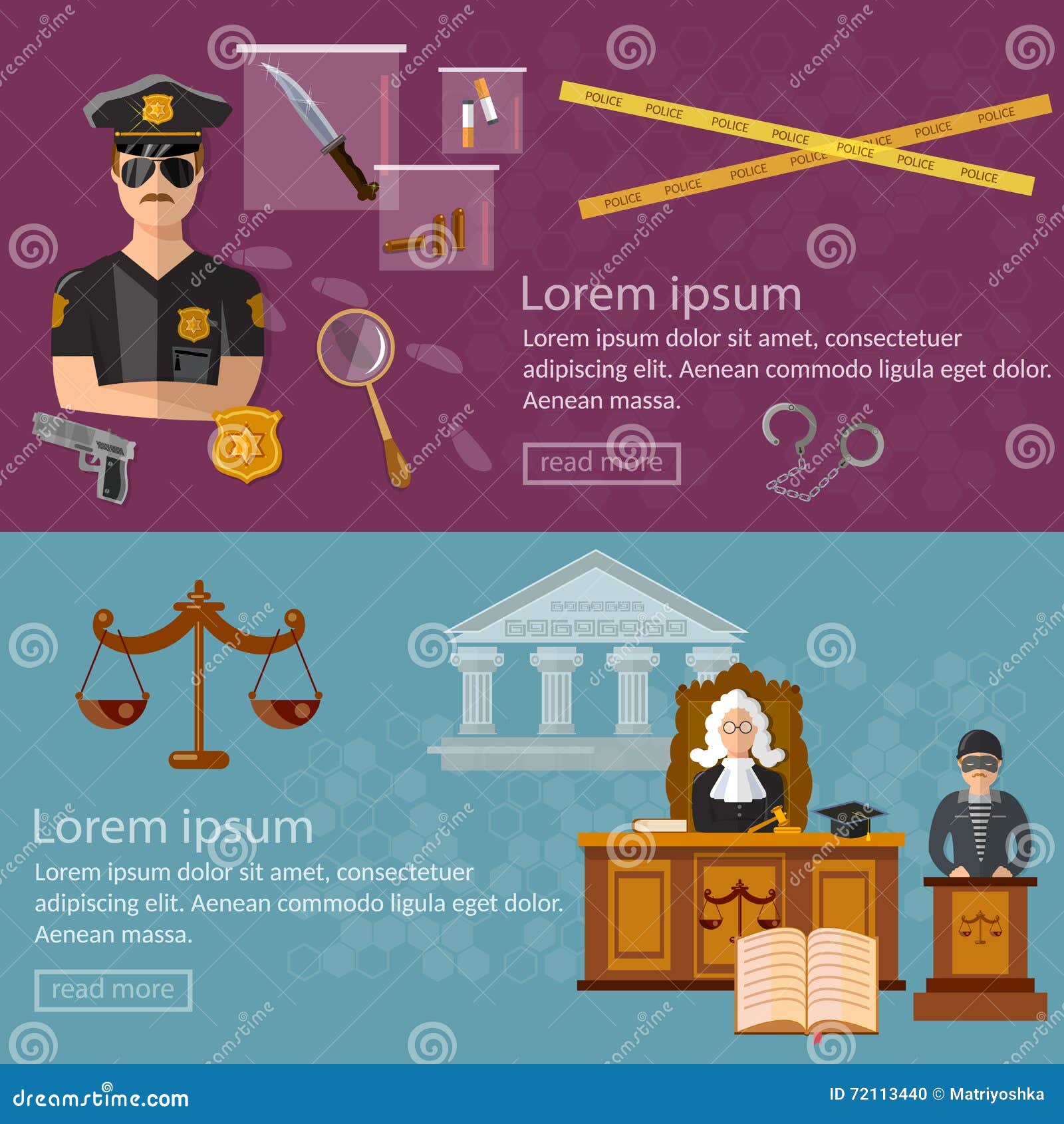 Justice System Banner Crime and Punishment Stock Vector - Illustration ...