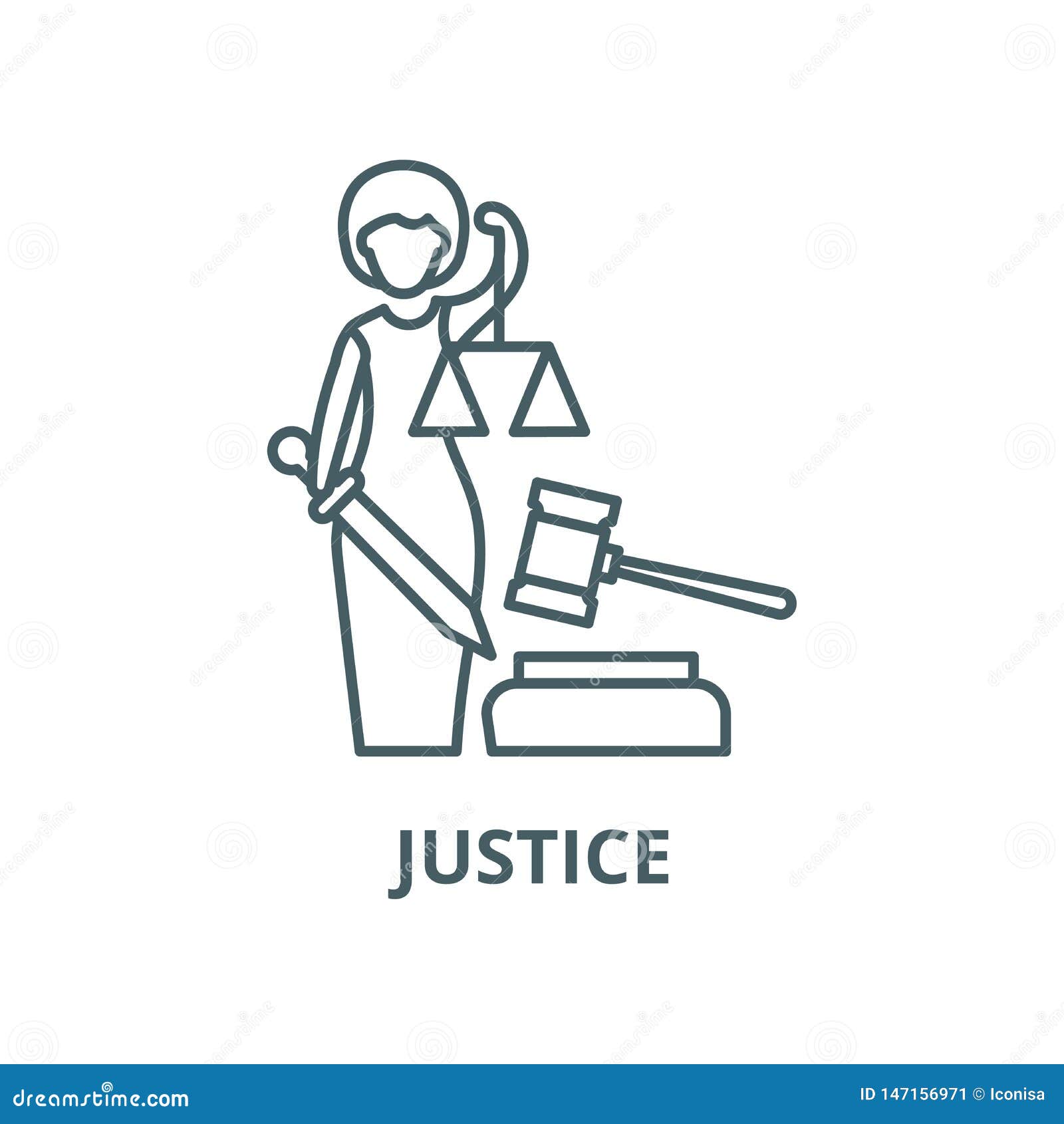 Justice Vector Line Icon, Linear Concept, Outline Sign, Symbol Stock ...