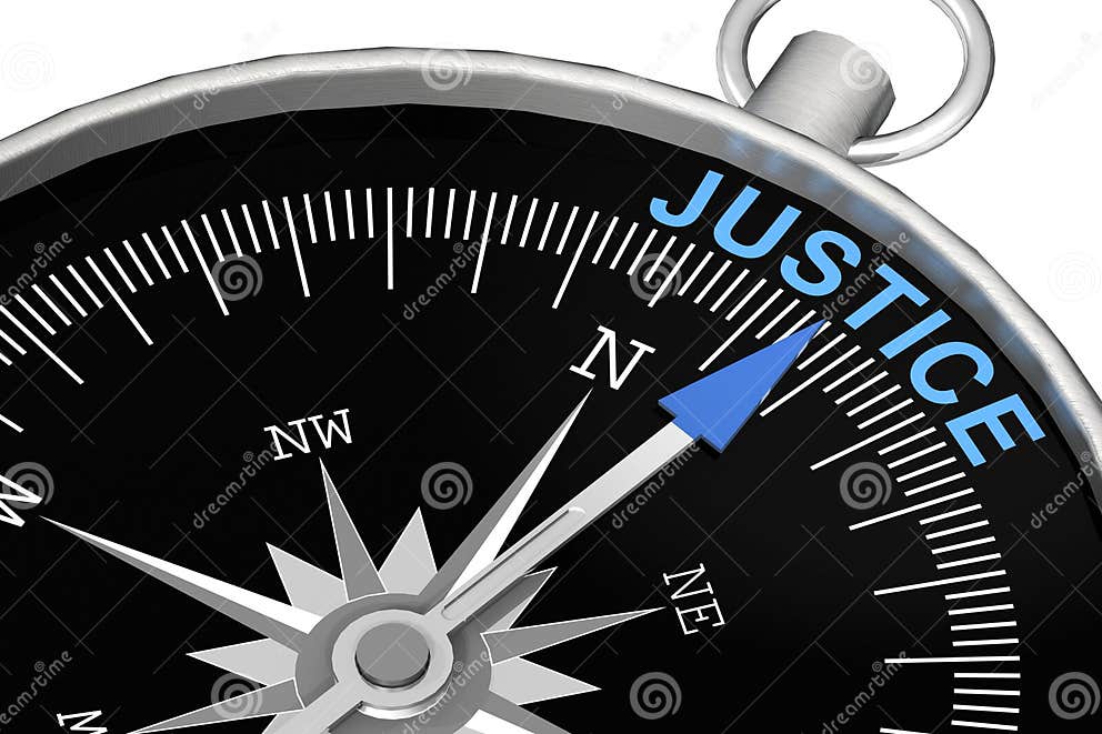 Justice Word on Black Compass Stock Illustration - Illustration of ...
