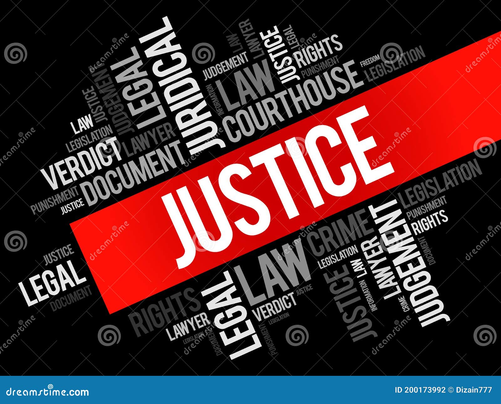 Justice word cloud collage stock illustration. Illustration of ...