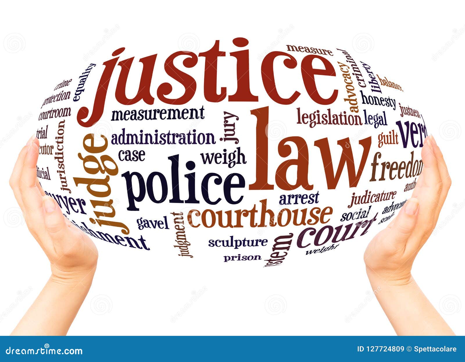 Justice Word Cloud Hand Sphere Concept Stock Illustration ...