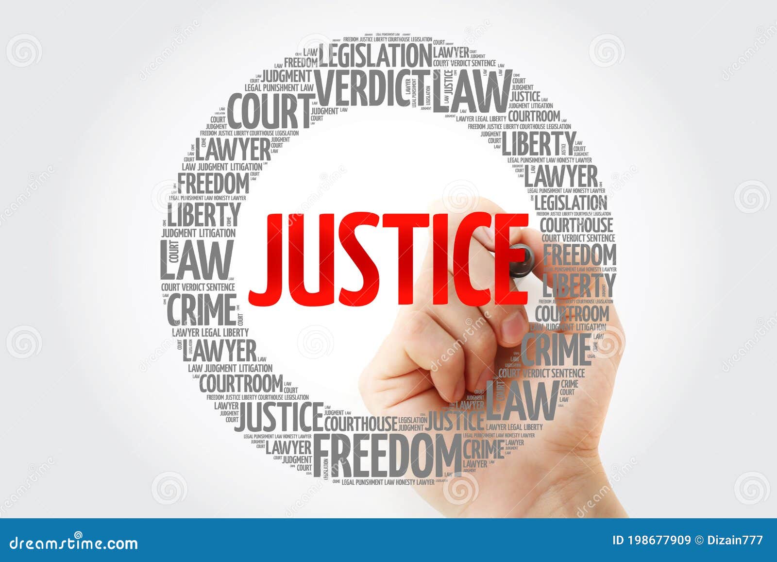 Justice Word Cloud with Marker Stock Image - Image of democracy ...