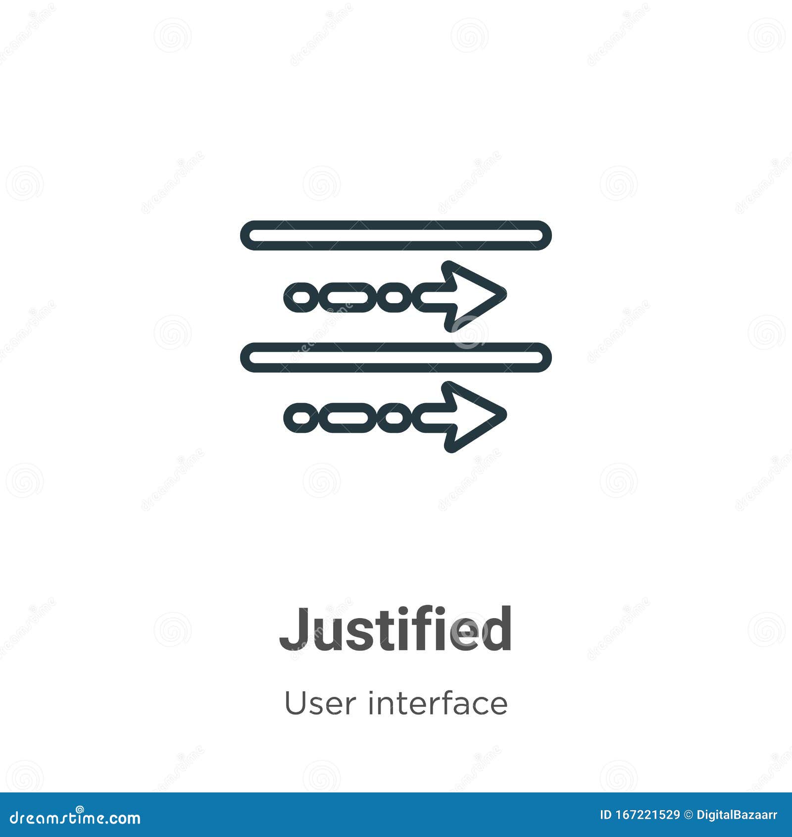 Justified Outline Vector Icon. Thin Line Black Justified Icon, Flat ...