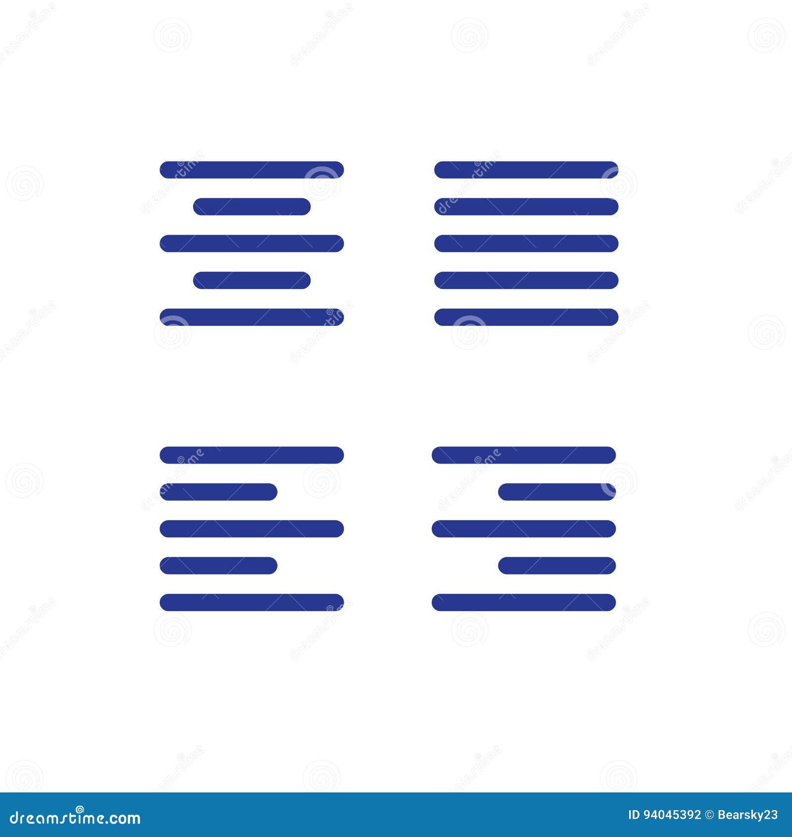 Justified Type Icon Set - Left Justified, Right Justified, Full, and ...