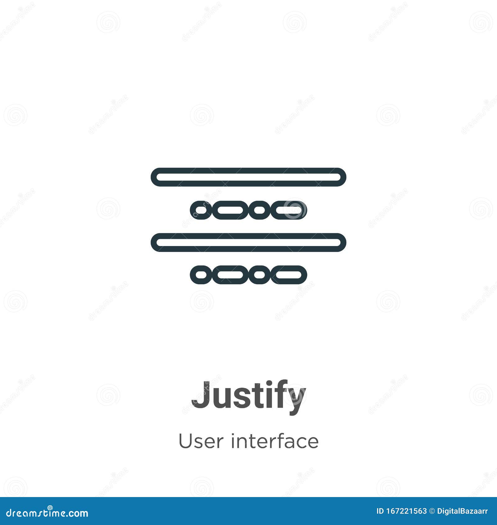 Justify Outline Vector Icon. Thin Line Black Justify Icon, Flat Vector ...