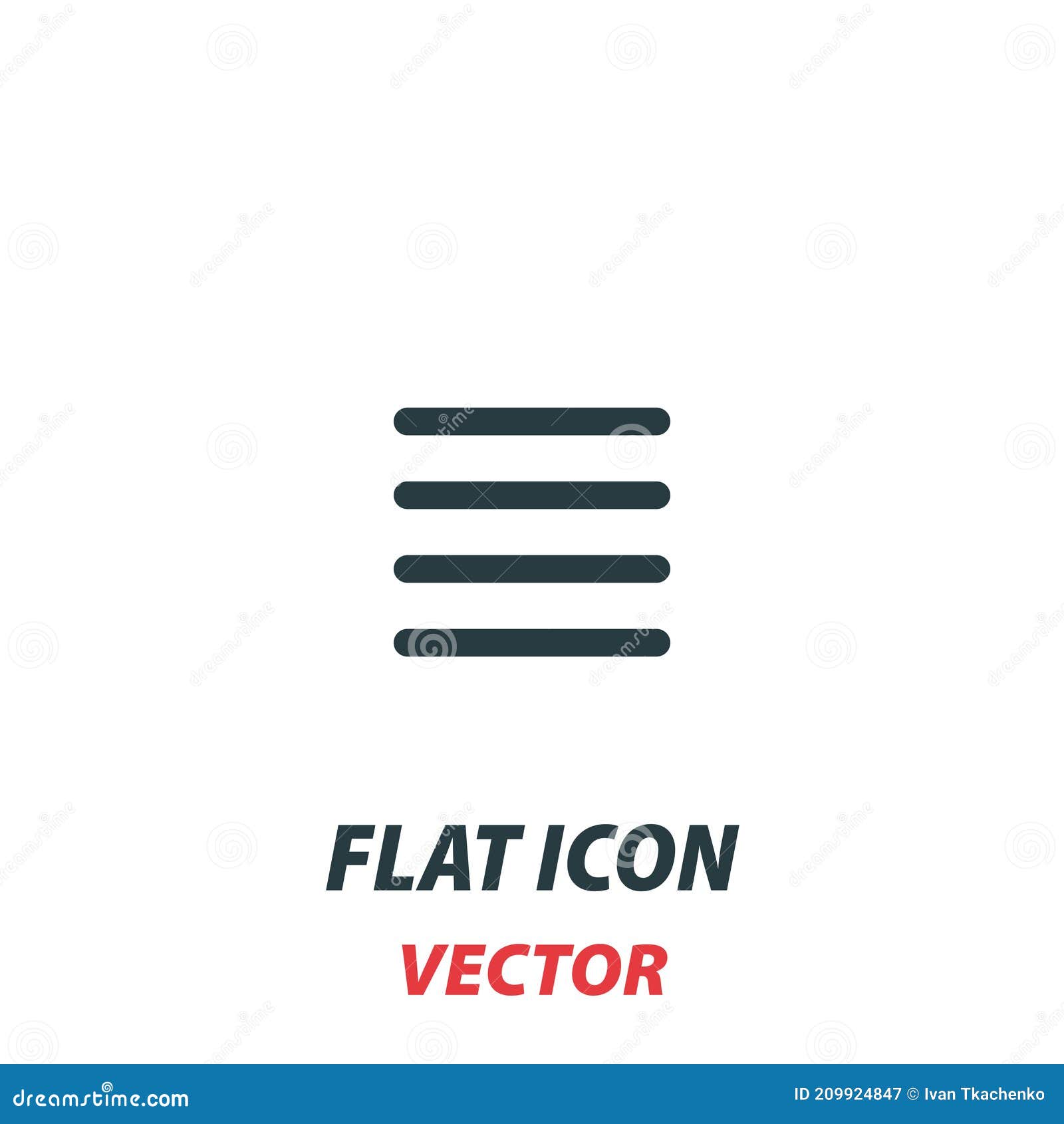 Justify Paragraph Alignment Margin Icon in a Flat Style. Vector ...