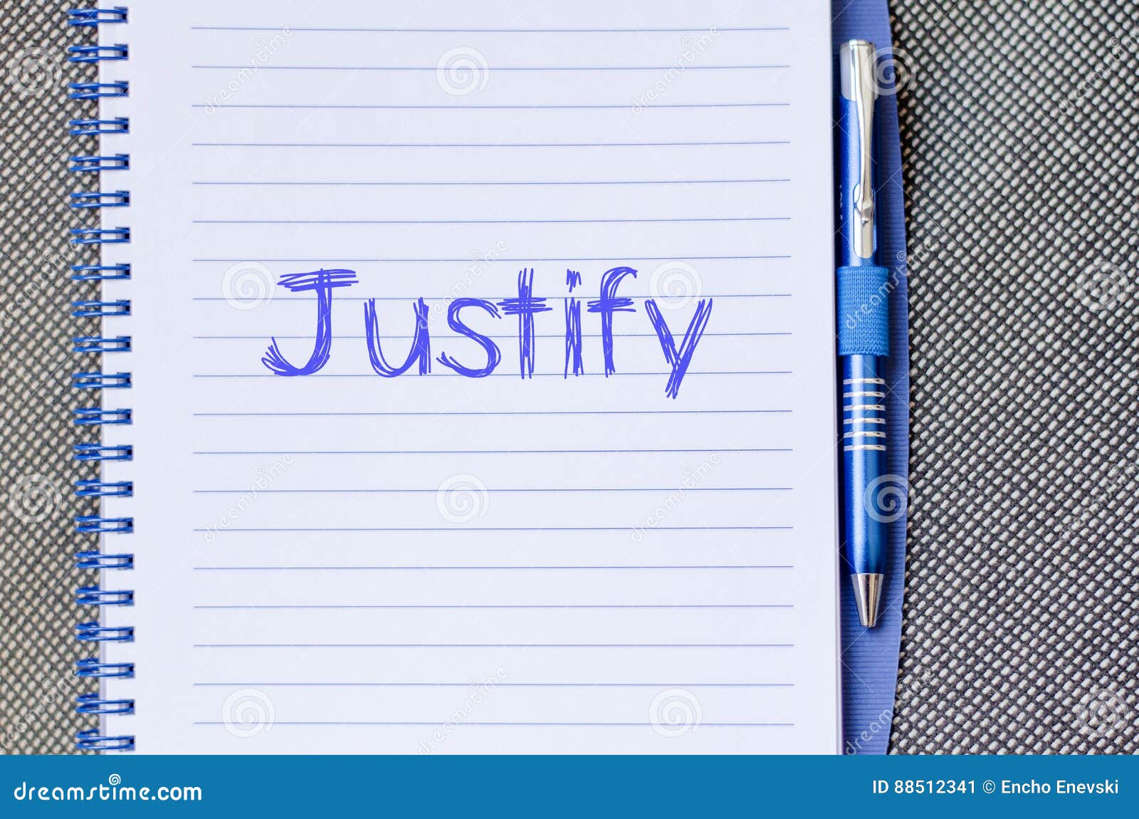 Justify write on notebook stock image. Image of justifiable - 88512341