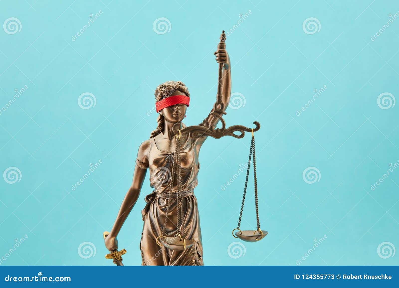 Justitia As Justice Concept in Front of Blue Background Stock Image ...