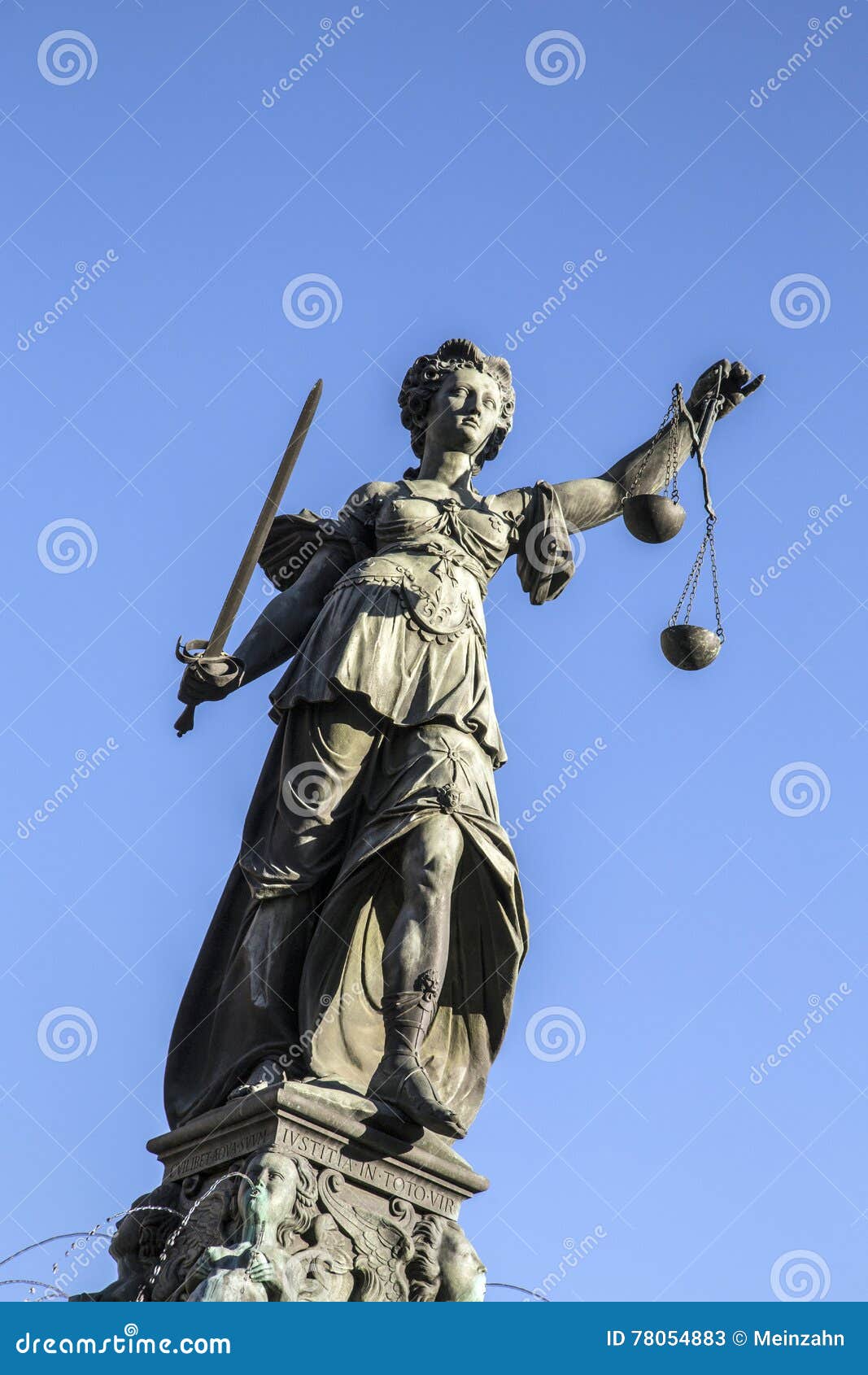 Justitia - Lady Justice Sculpture on the Roemerberg Square Stock Image ...