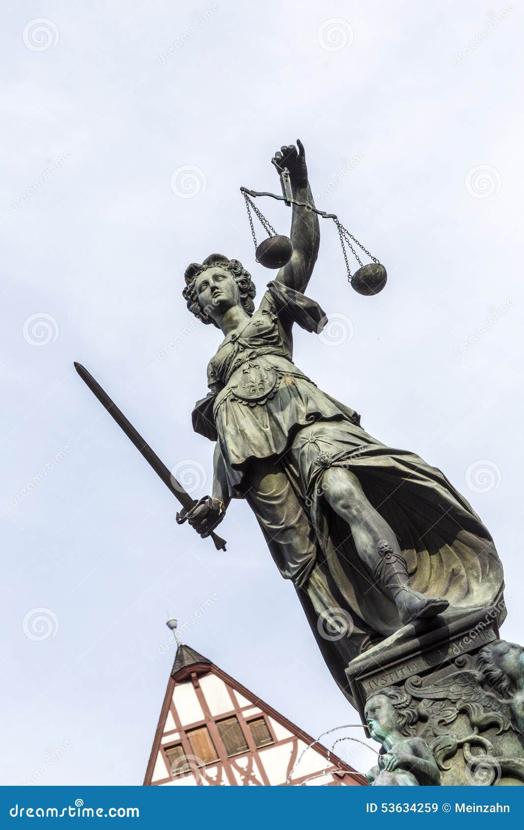 Justitia Statue at the Romer Square Editorial Stock Image - Image of ...
