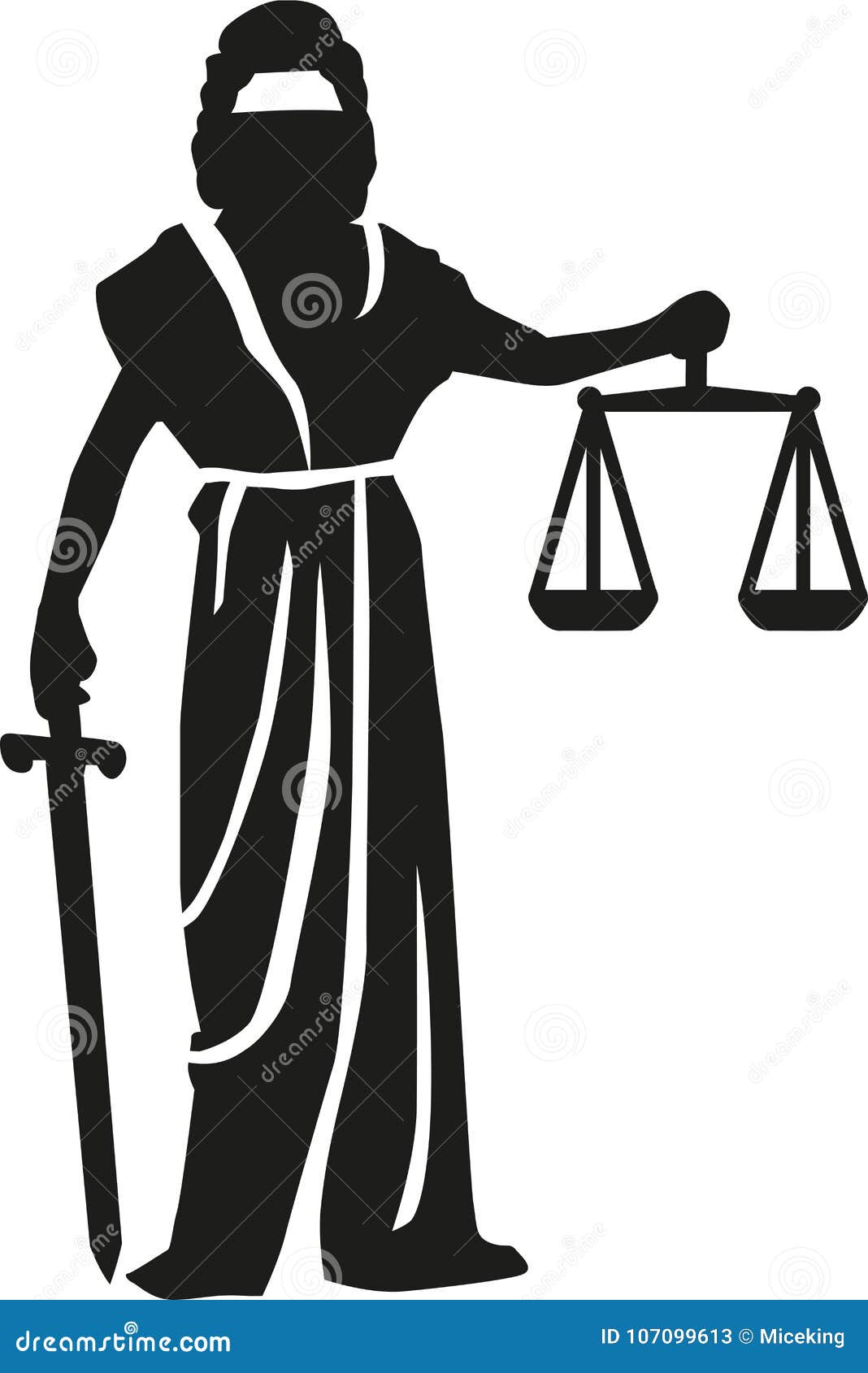 Justitia statue silhouette stock vector. Illustration of sign - 107099613