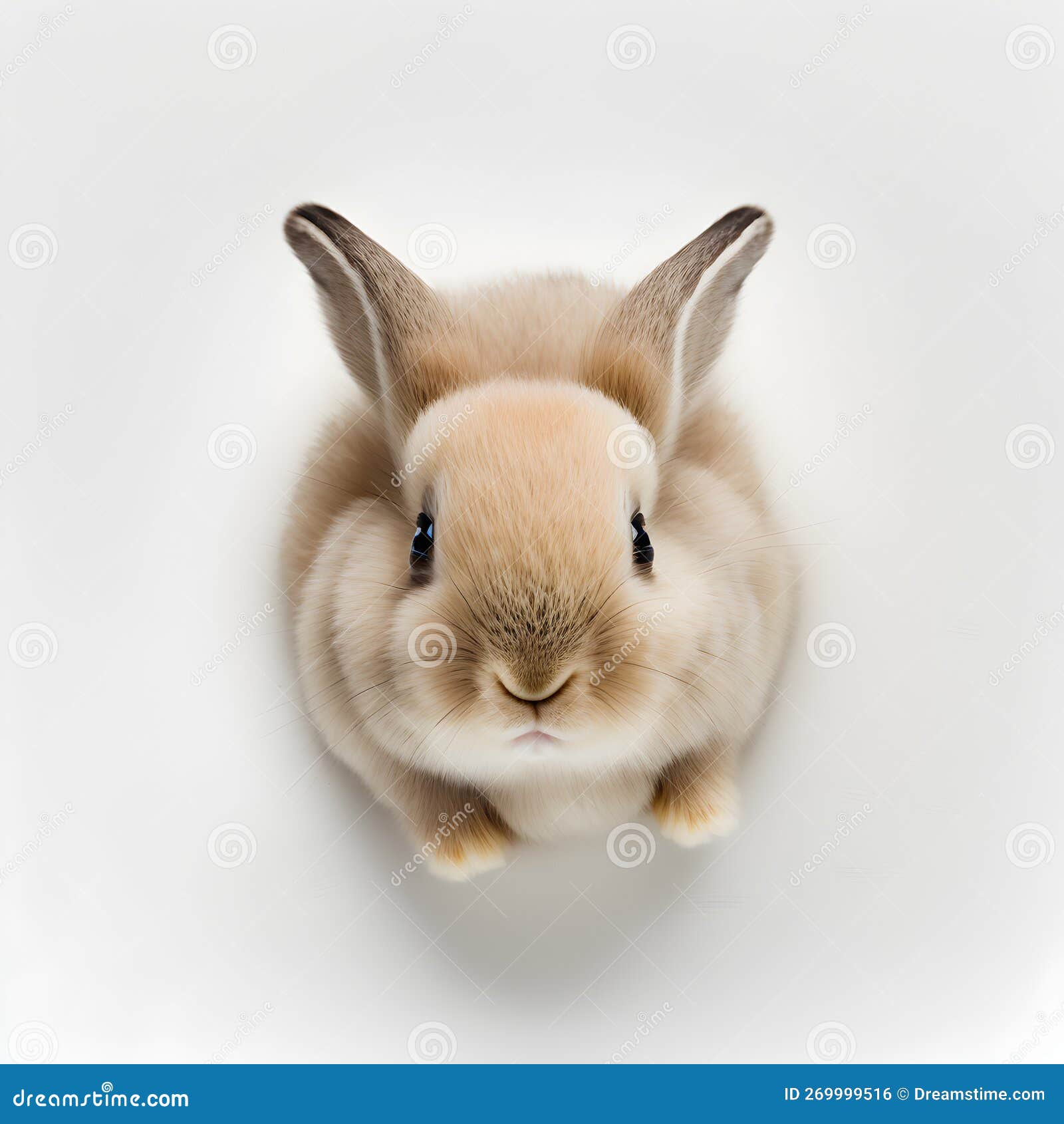 Cute Young Easter Bunny, Rabbit on White Background Looking Up into ...