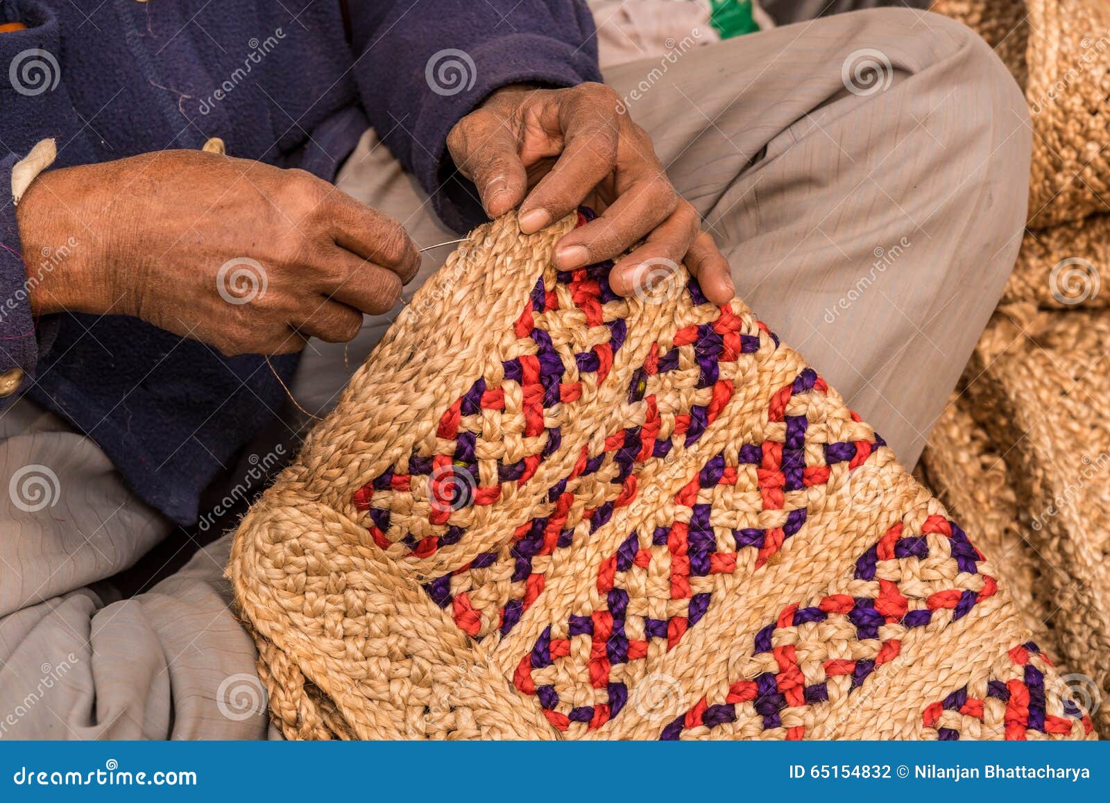 Jute artisan at work stock photo. Image of jute, making - 65154832