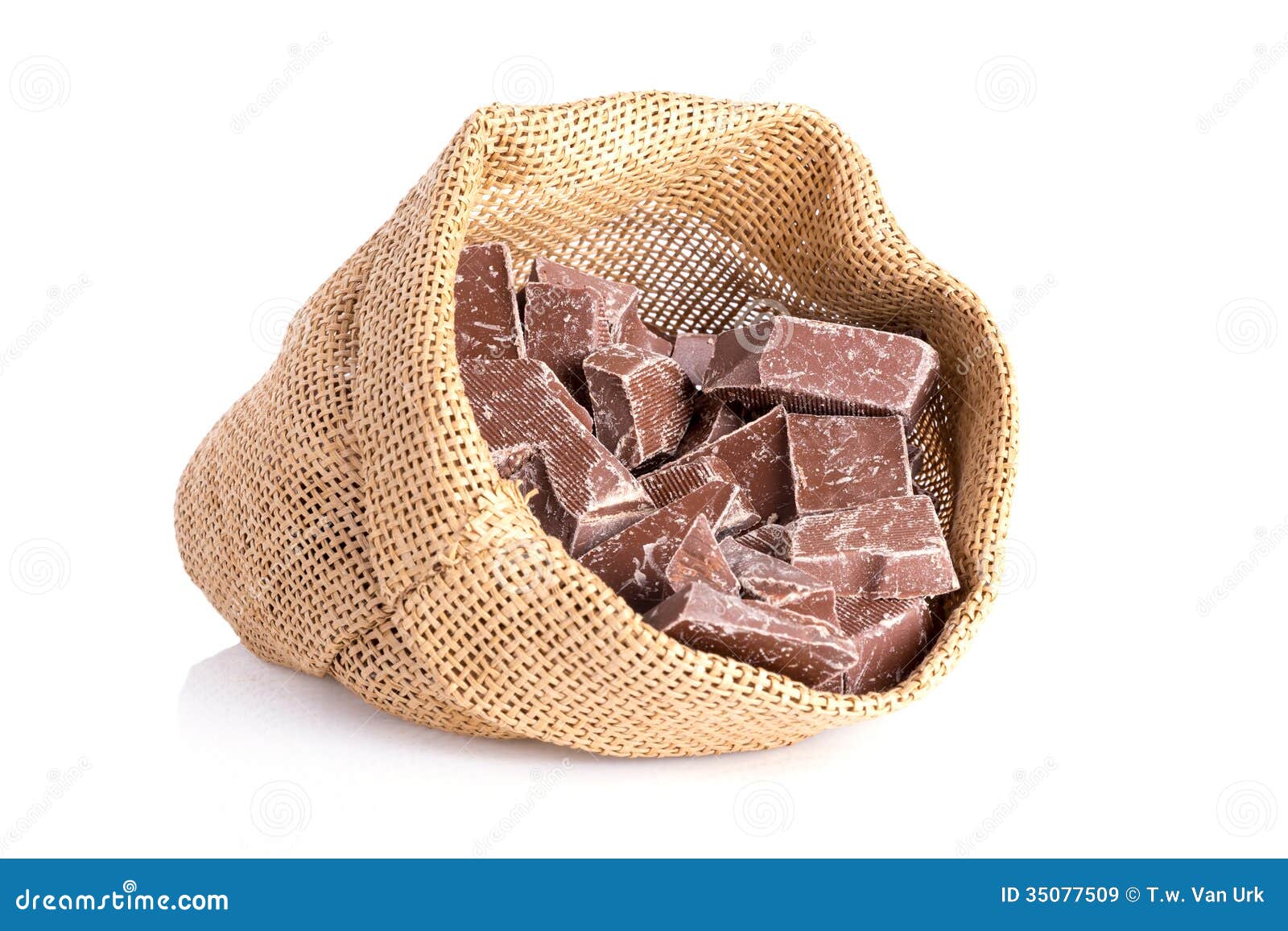 Jute Bag with Pieces of Chocolate Stock Image - Image of holiday, pile ...