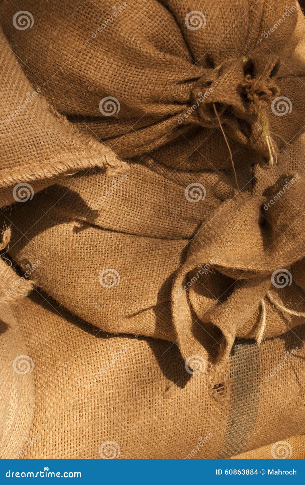 Jute Bags And Wooden Containers Filled With Cofee Beans Royalty-Free ...