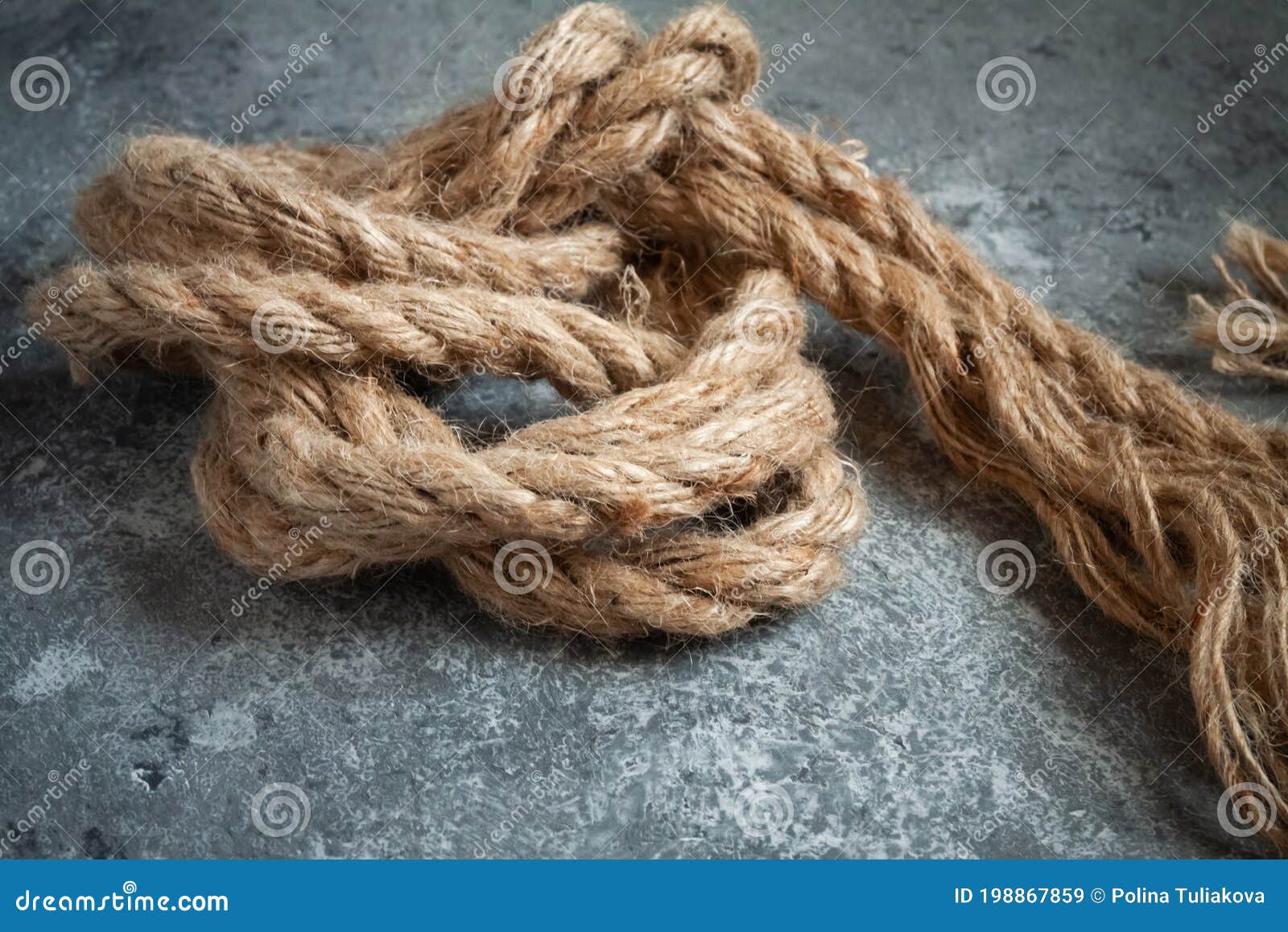 Jute Rope on a Gray Concrete Background Stock Image - Image of dirty ...