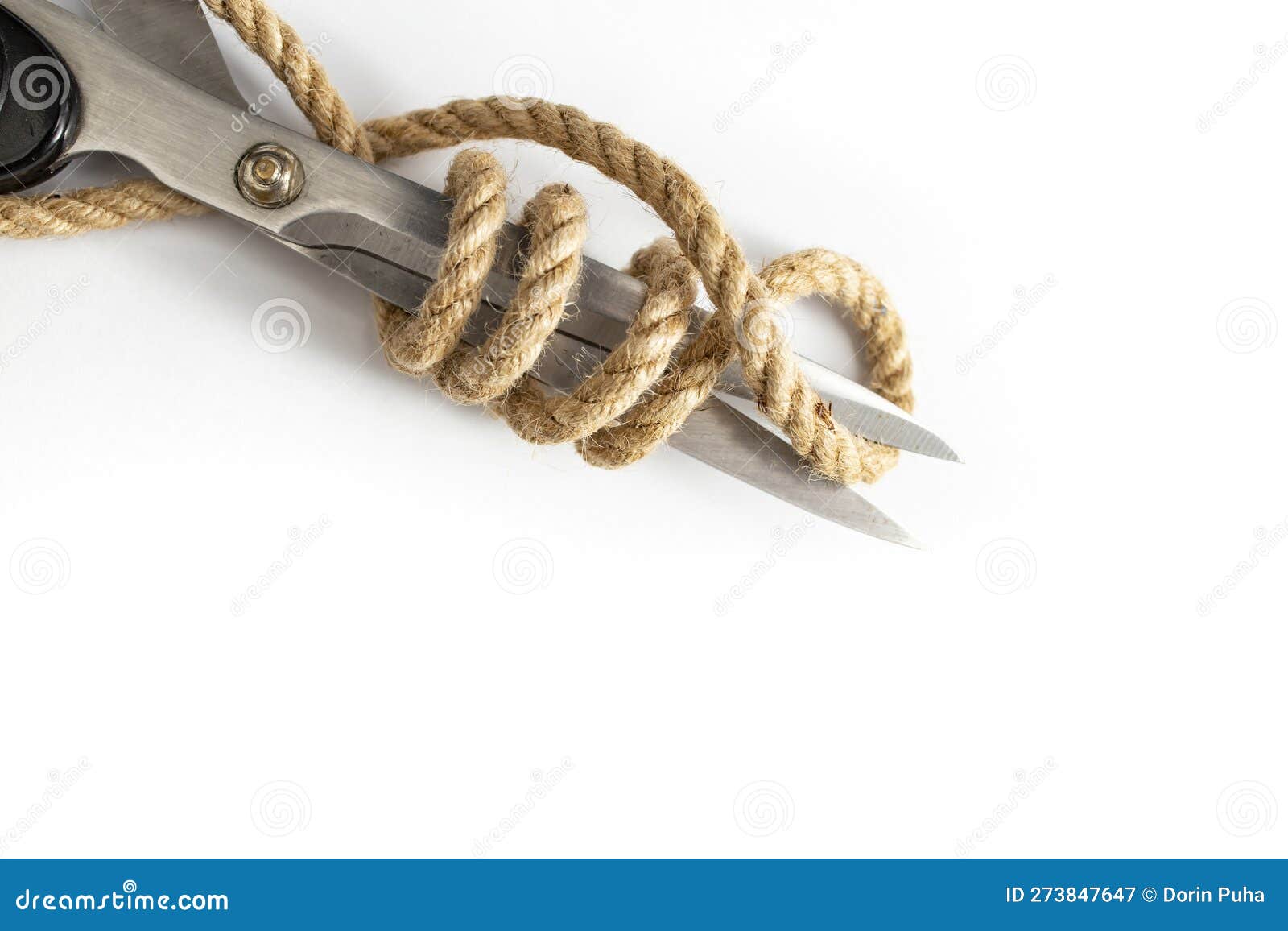 Jute Rope Wrapped Around Scissors Blades, Isolated on White Stock Image ...