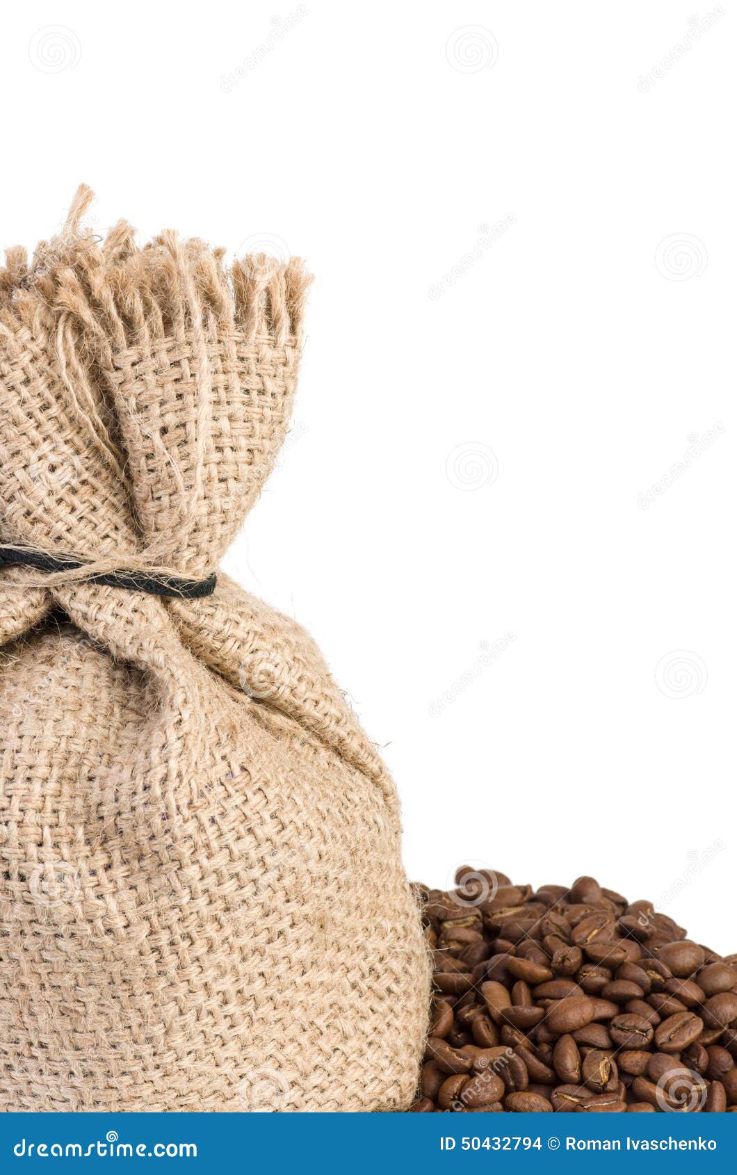 Jute sack and coffee beans stock photo. Image of brown - 50432794