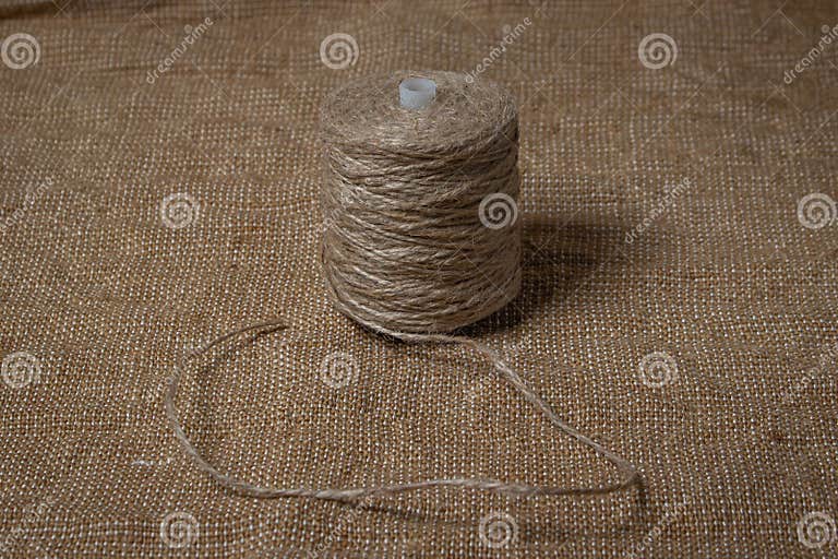 Jute Thread on Burlap. Jute Material Stock Image - Image of material ...