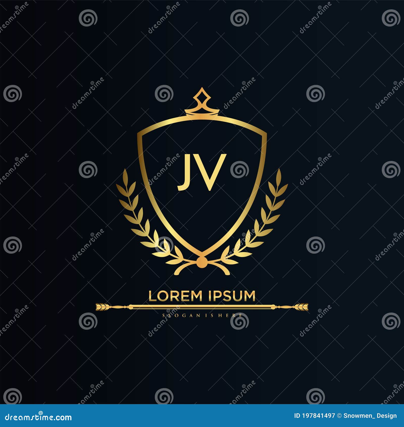 JV Letter Initial with Royal Template.elegant with Crown Logo Vector ...