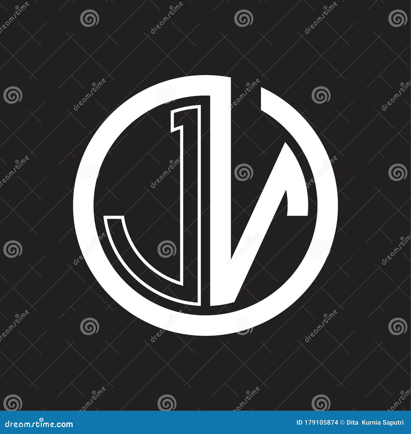 JV Logo with Circle Rounded Negative Space Design Template Stock Vector ...