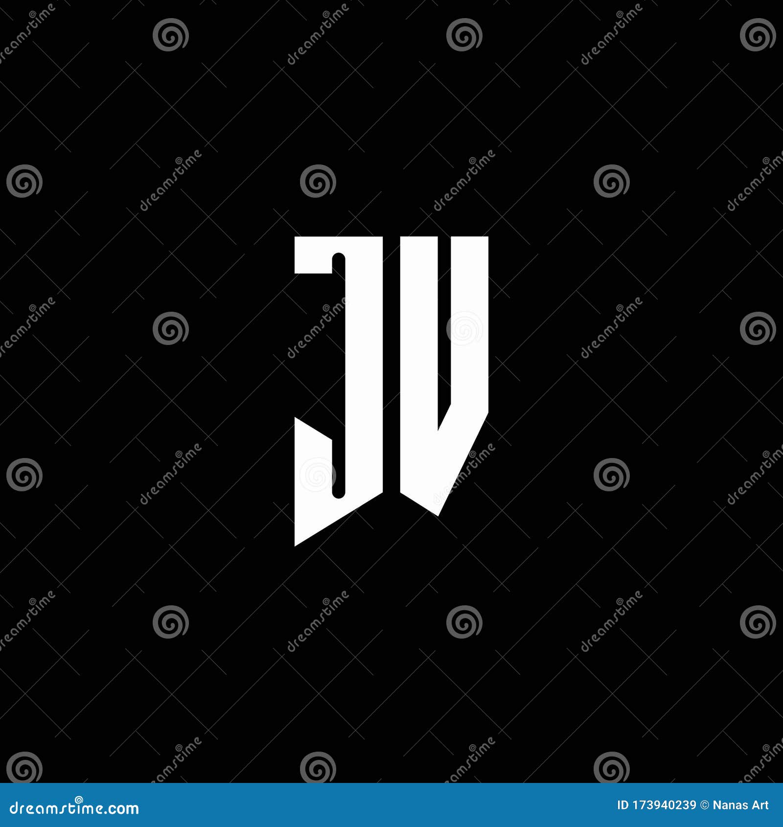 JV Logo Monogram with Emblem Style Isolated on Black Background Stock ...