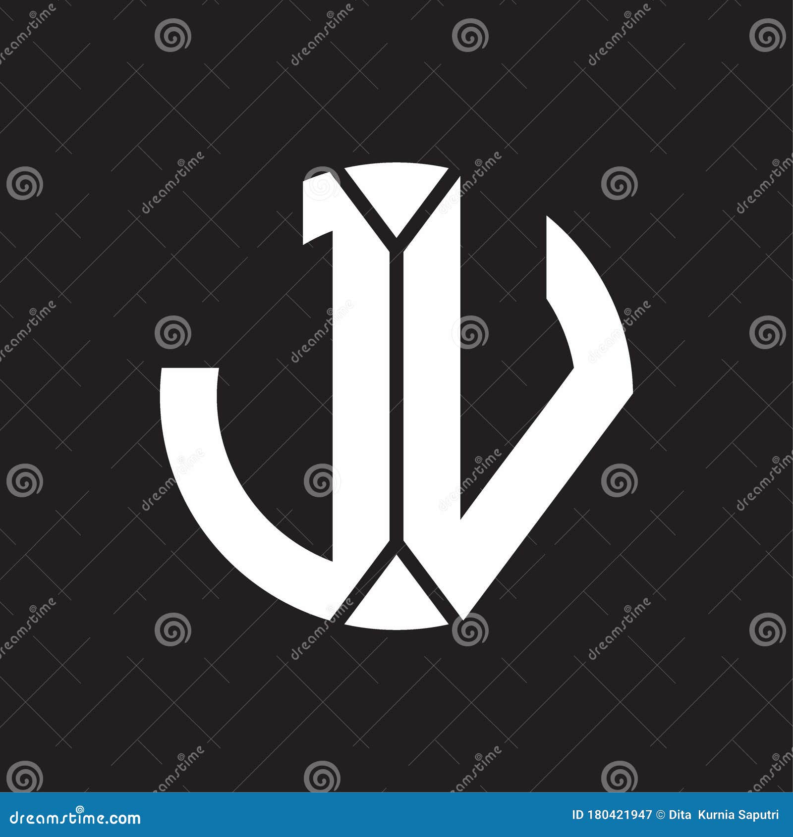 JV Logo Monogram with Piece Circle Ribbon Style Stock Vector ...
