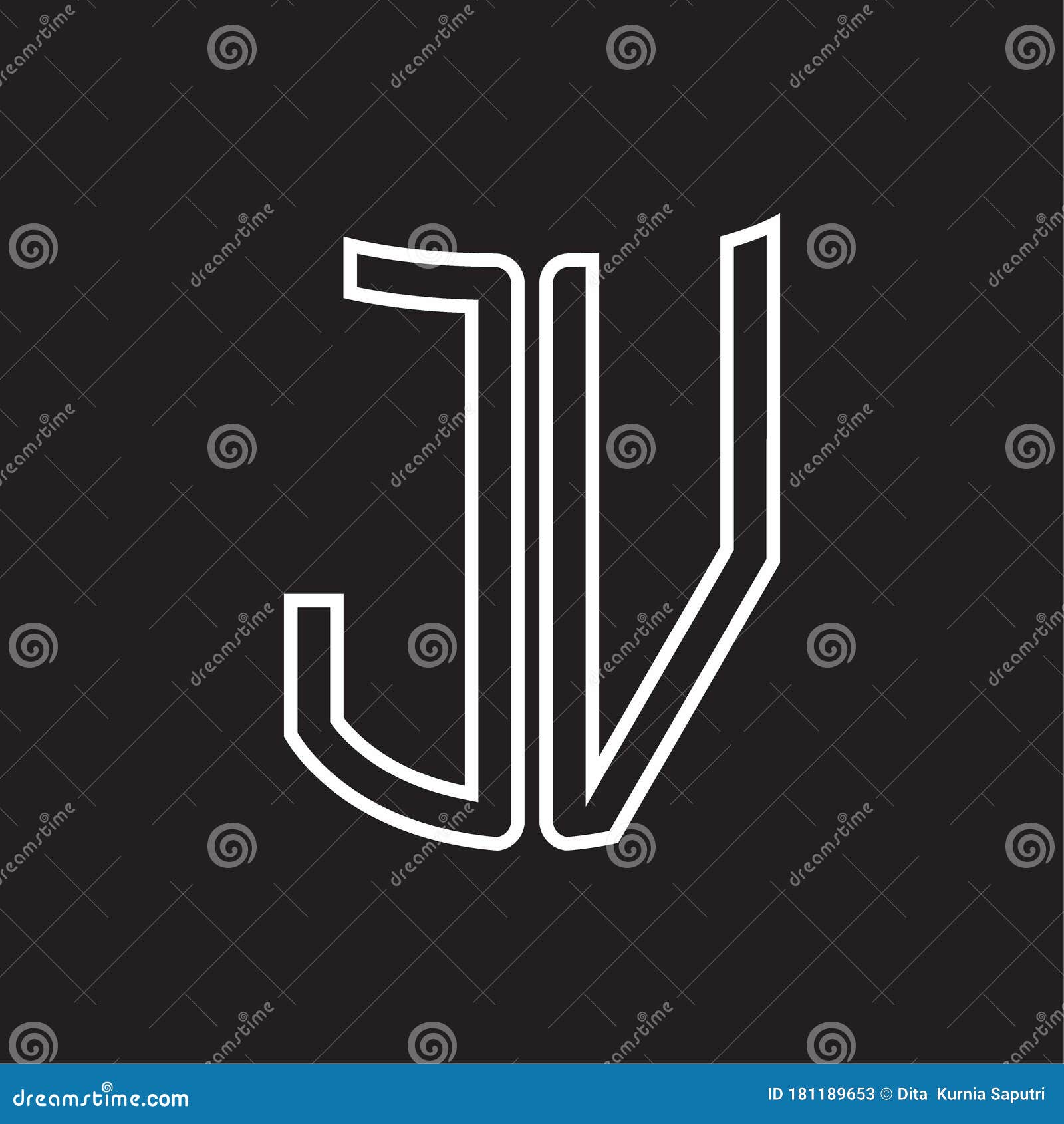 JV Logo Monogram with Ribbon Style Outline Design Template Stock Vector ...