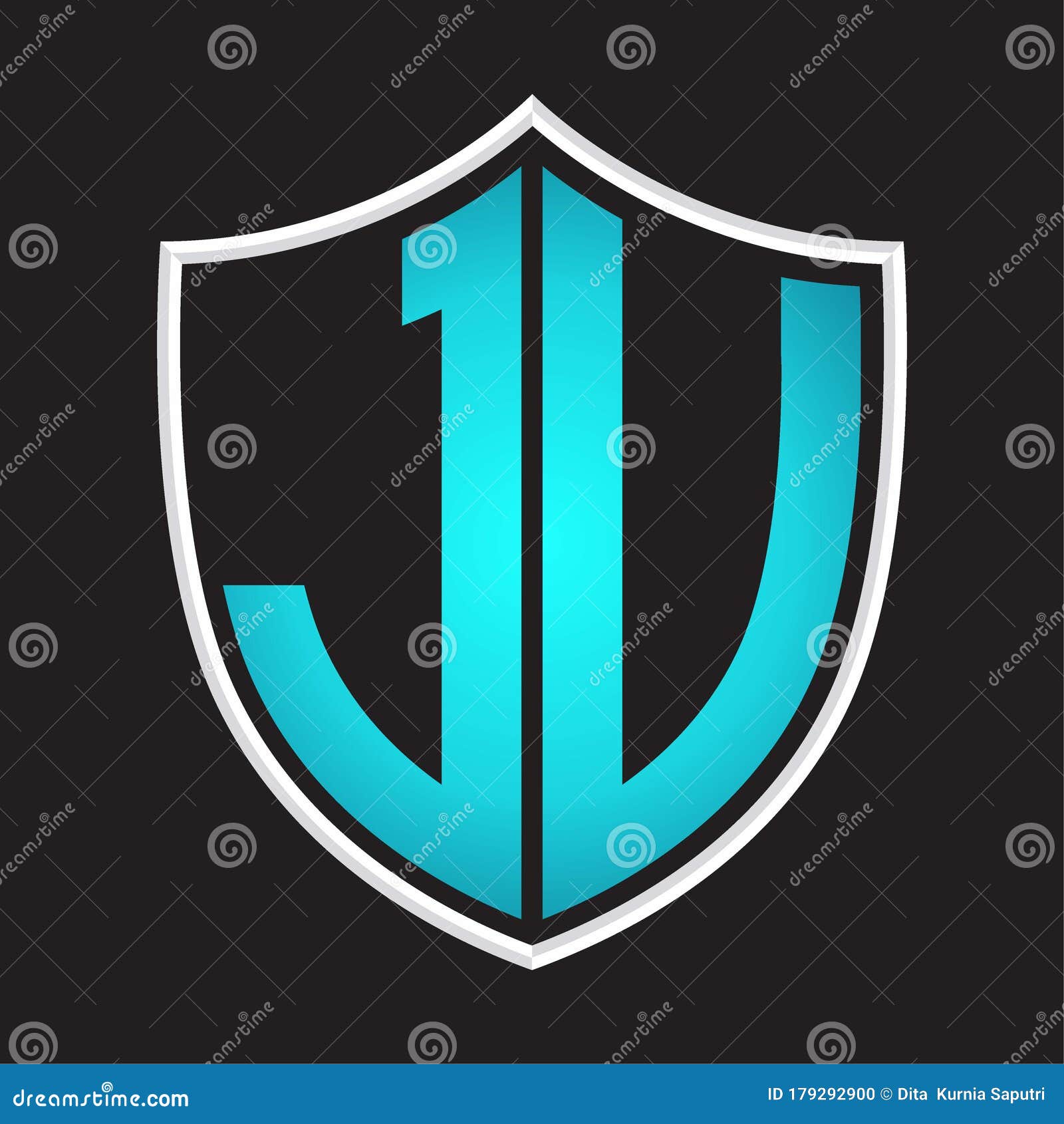 JV Logo Monogram with Shield Shape Isolated Blue Colors on Outline ...