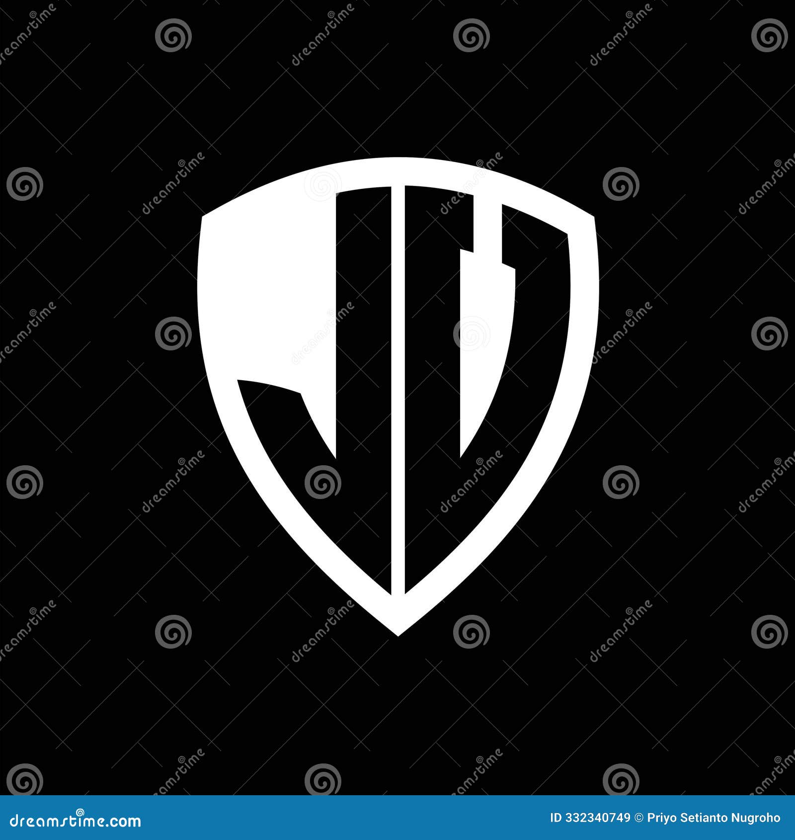 JV Monogram Logo with Bold Letters Shield Shape with Black and White ...