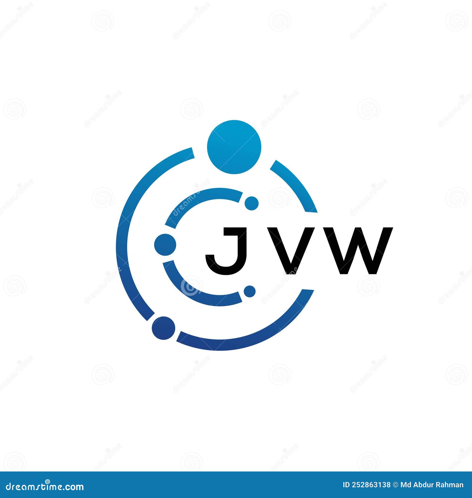 JVW Letter Technology Logo Design on White Background. JVW Creative ...