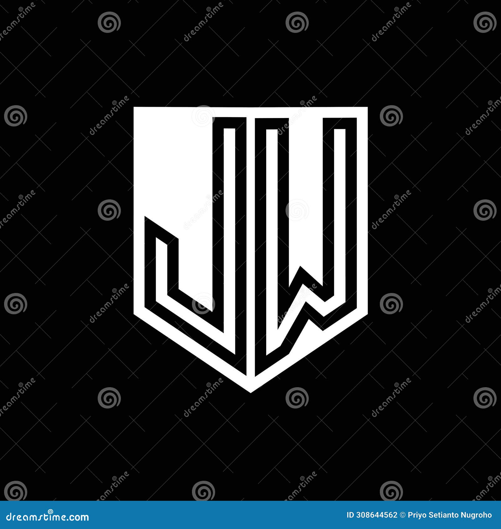JW Logo Monogram Shield Geometric Black Line Inside White Shield Color ...