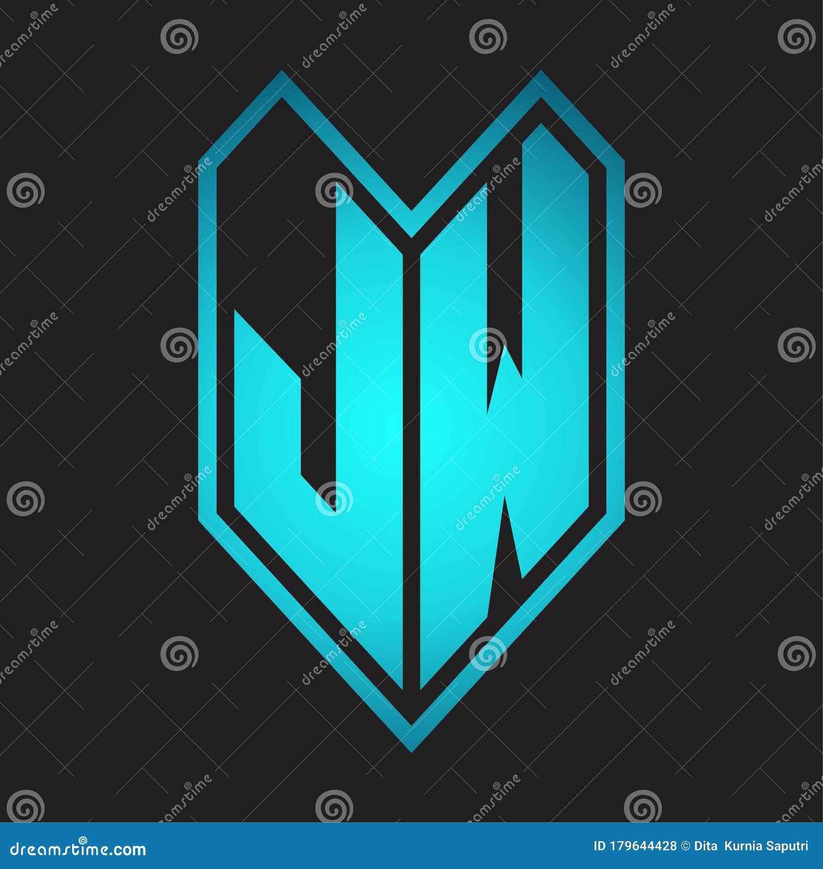 JW Logo Monogram with Emblem Line Style Isolated on Blue Gradient ...
