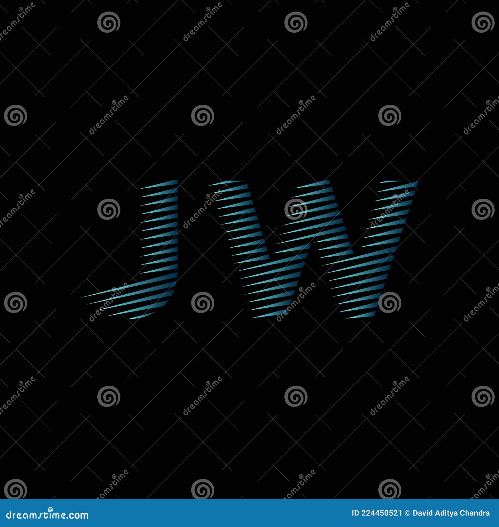 JW Monogram Lines Style Blue Light Vector Stock Vector - Illustration ...