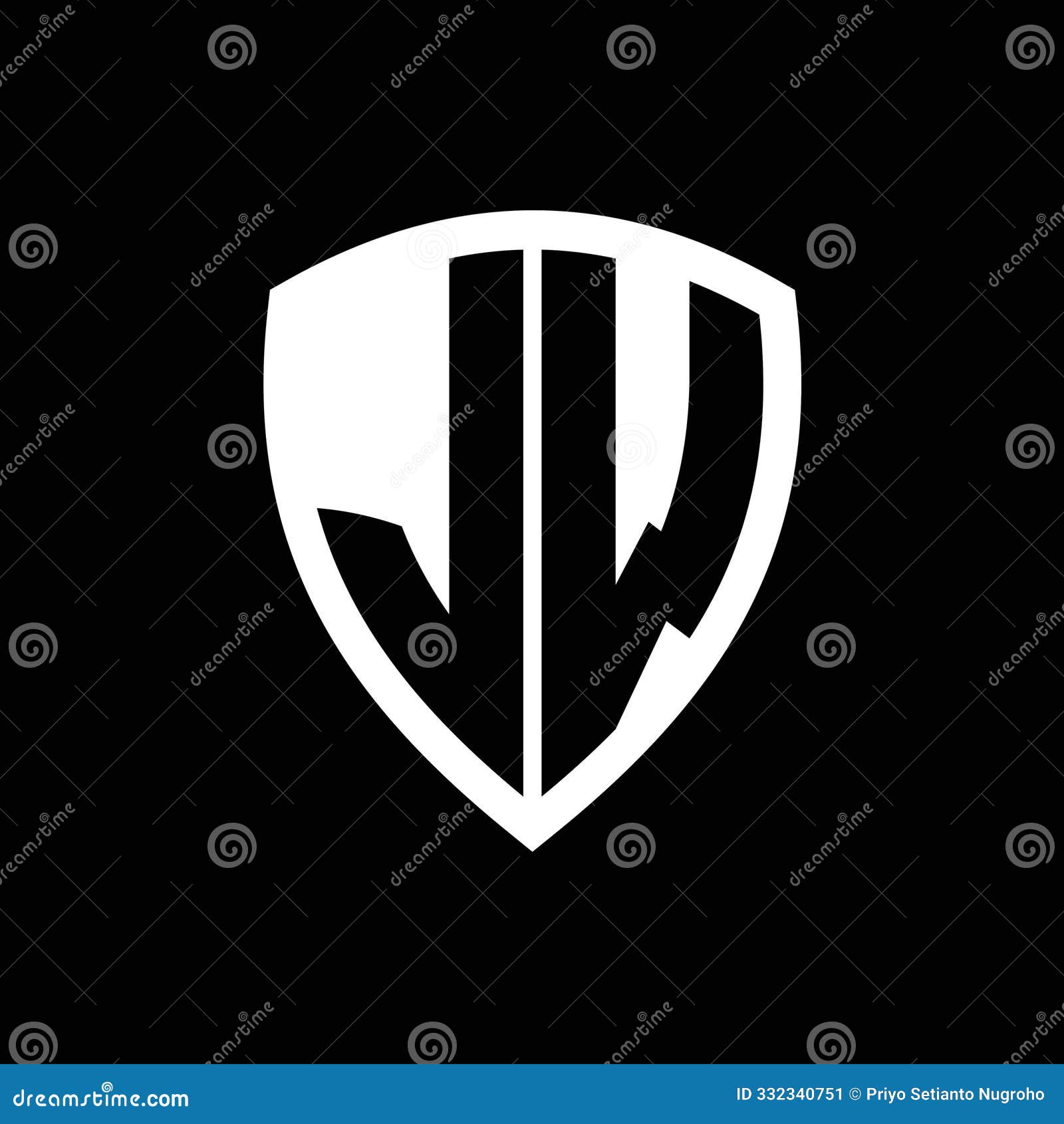 JW Monogram Logo with Bold Letters Shield Shape with Black and White ...