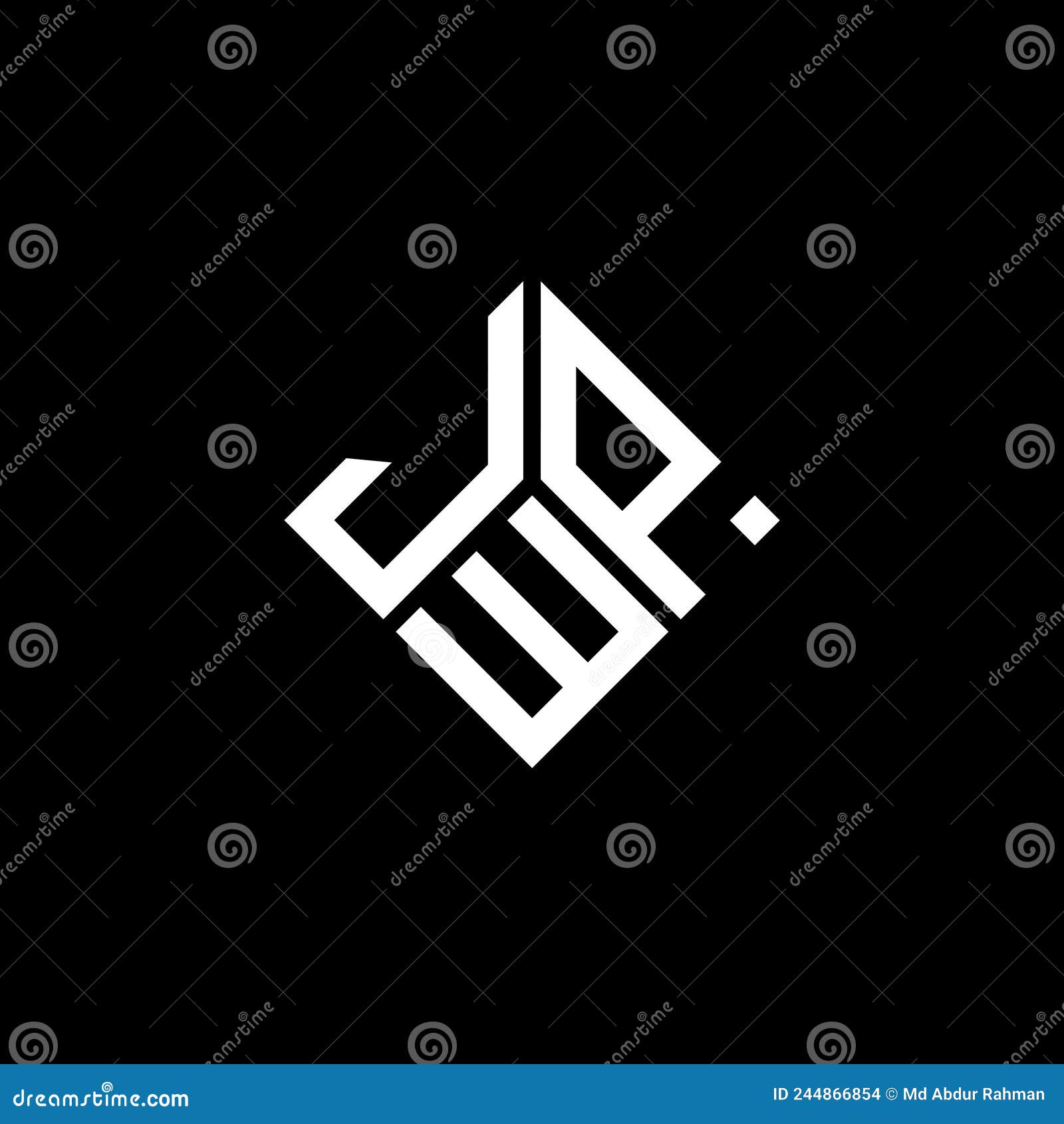 JWP Letter Logo Design on Black Background. JWP Creative Initials ...