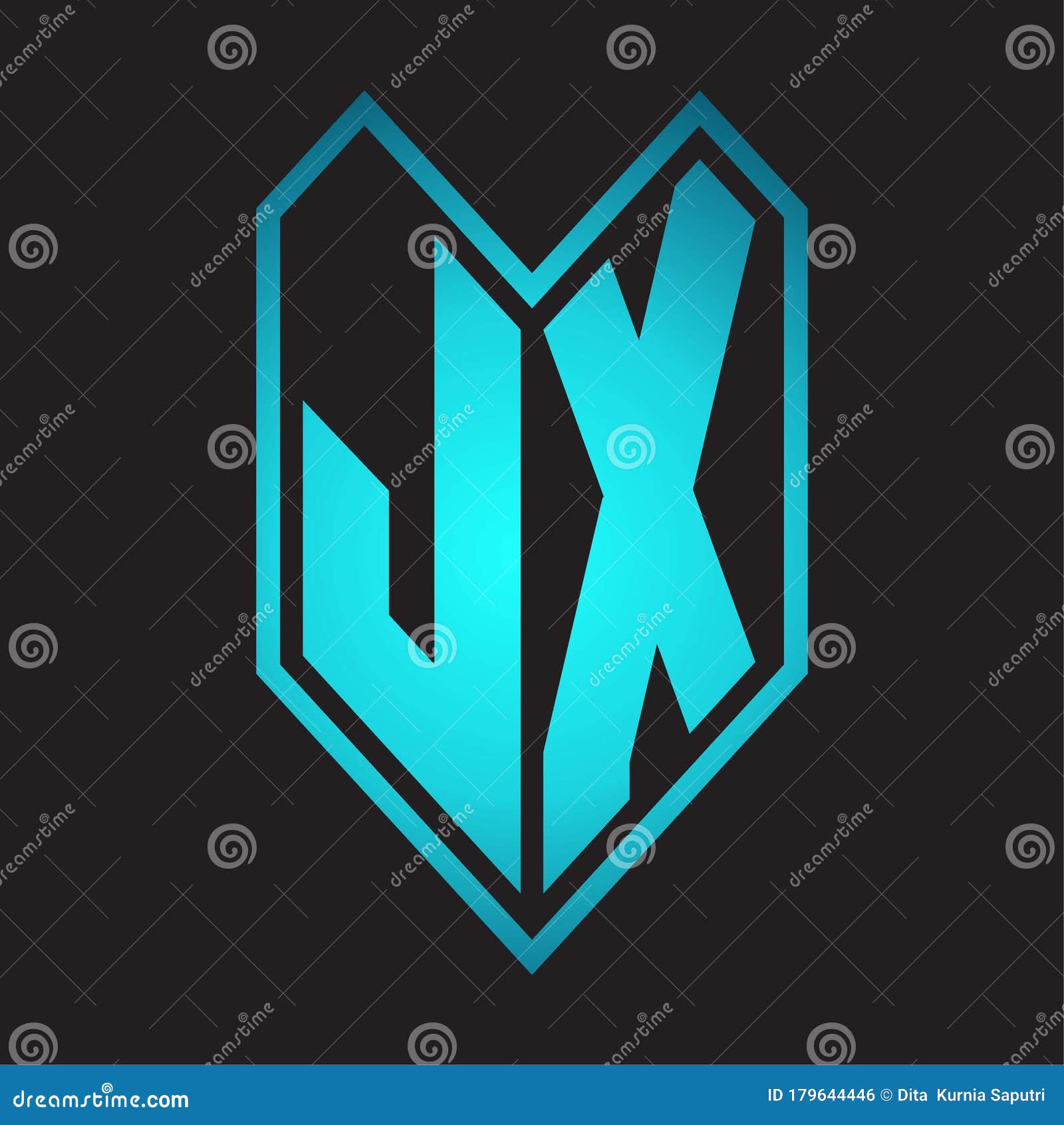 JX Logo Monogram with Emblem Line Style Isolated on Blue Gradient ...
