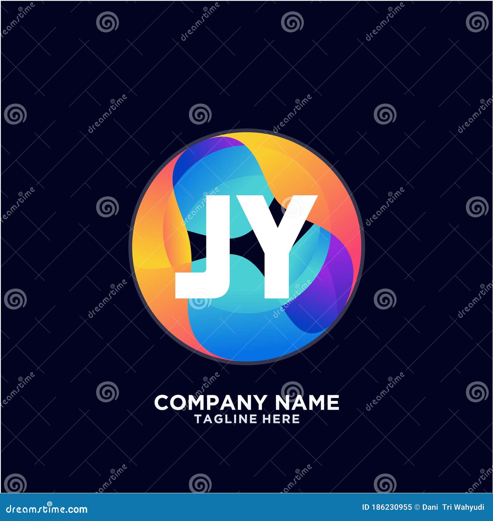 JY Initial Logo with Colorful Circle Template Vector Stock Vector ...