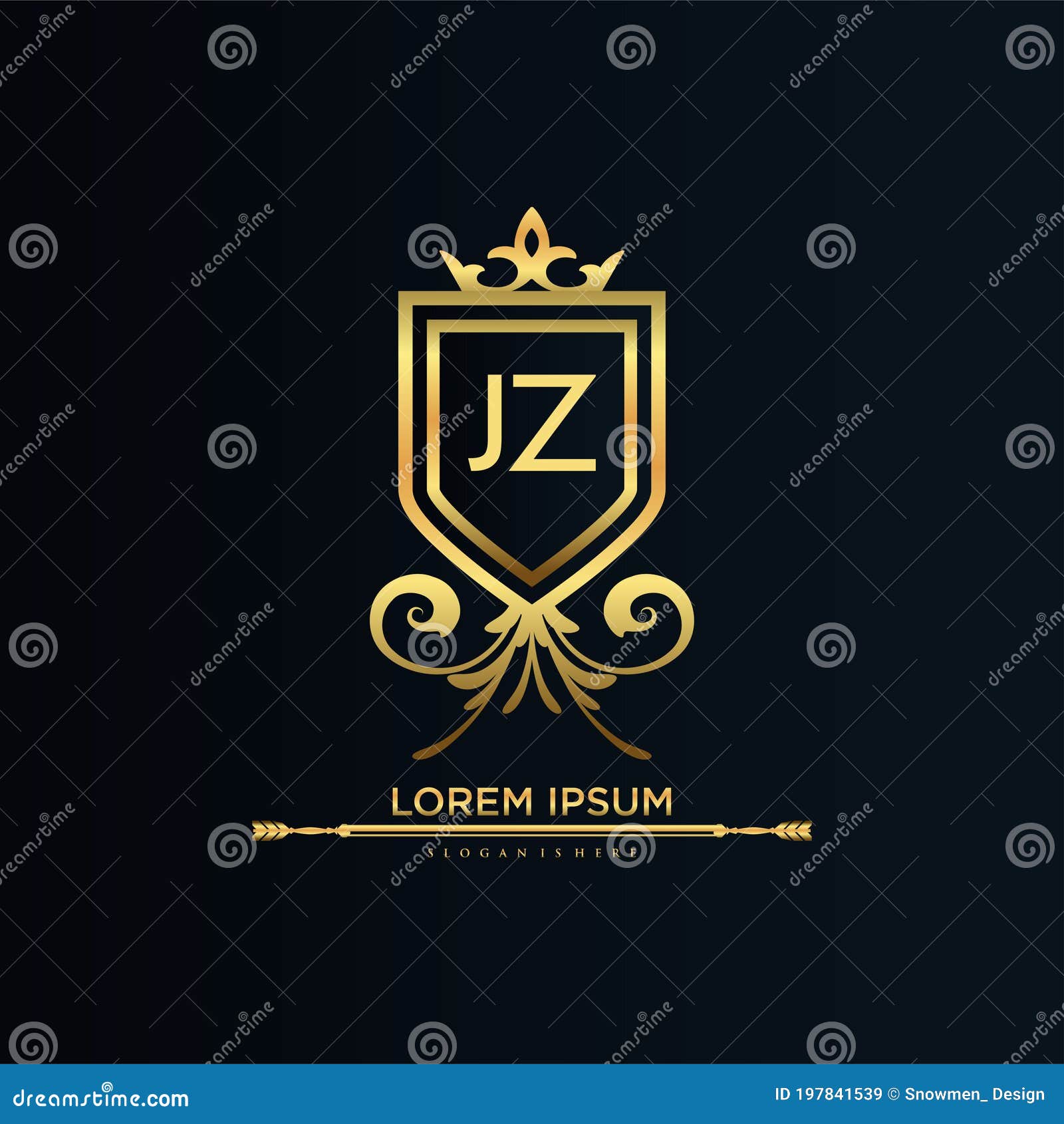 JZ Letter Initial with Royal Template.elegant with Crown Logo Vector ...