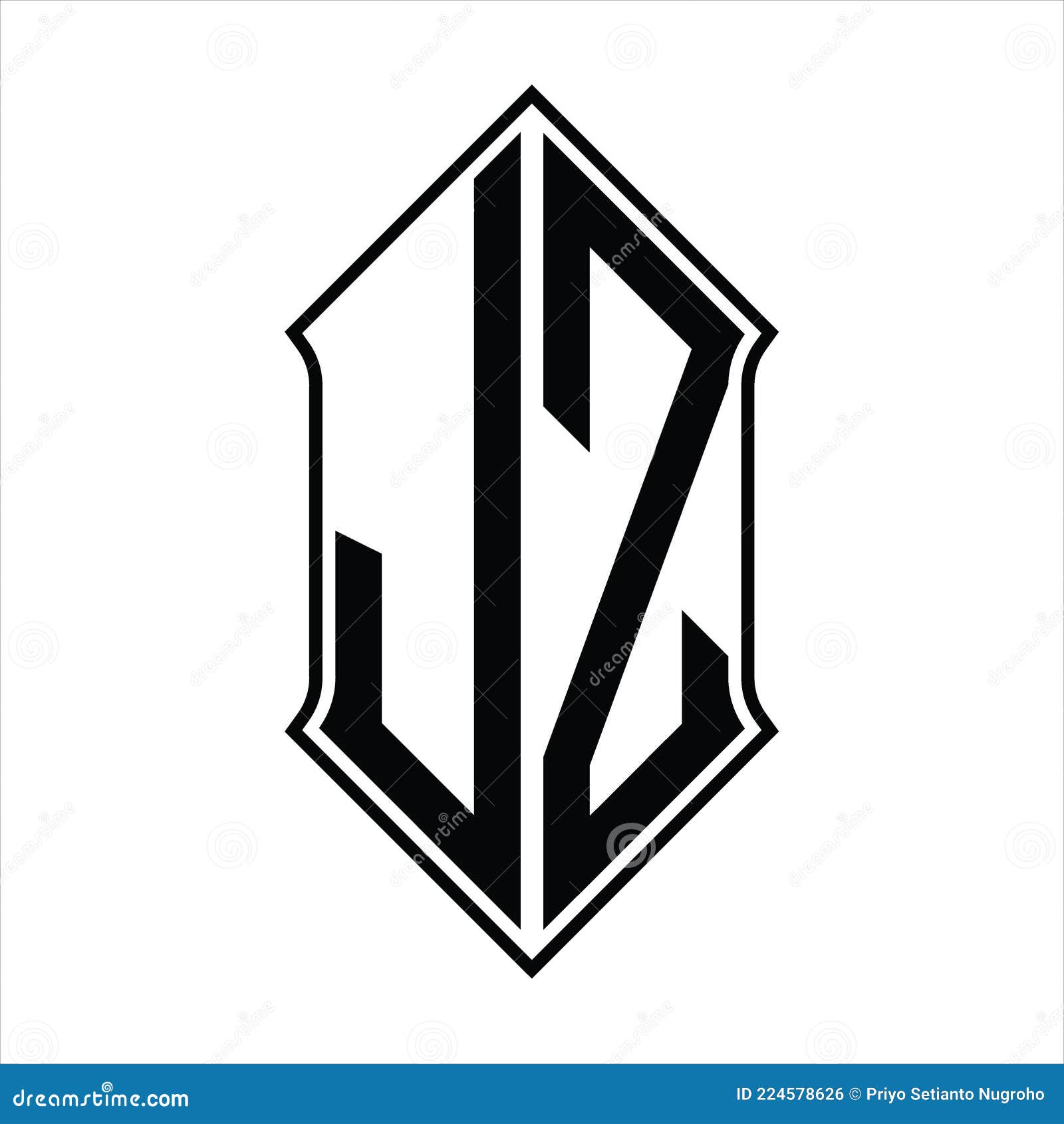 JZ Logo Monogram with Shieldshape and Outline Design Template Vector ...