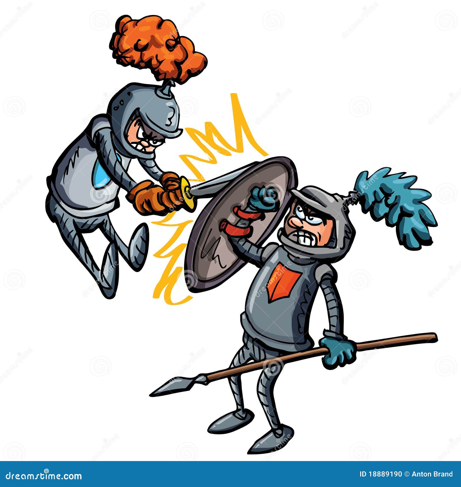 Kämpfen Mit Zwei Karikaturrittern Vektor Abbildung - Illustration von ...