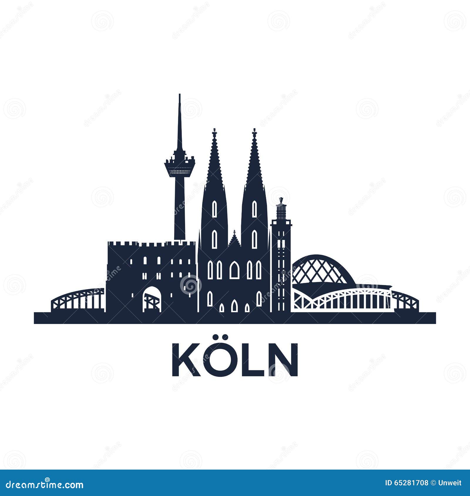 Köln-Skyline-Emblem vektor abbildung. Illustration von stadtbild - 65281708