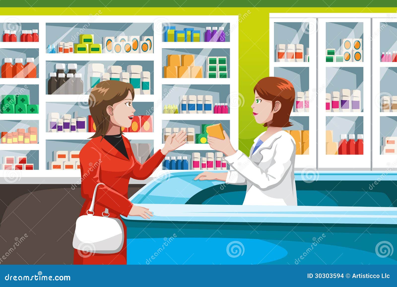 Köpandemedicin i apotek vektor illustrationer. Illustration av affär ...