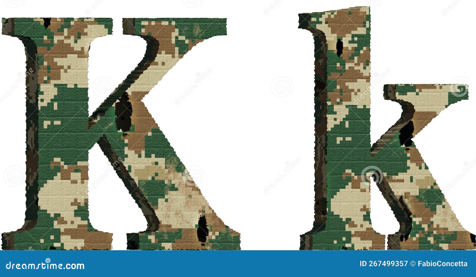 Alphabet Letter K Uppercase and Lowercase, Abstract Military Camouflage ...
