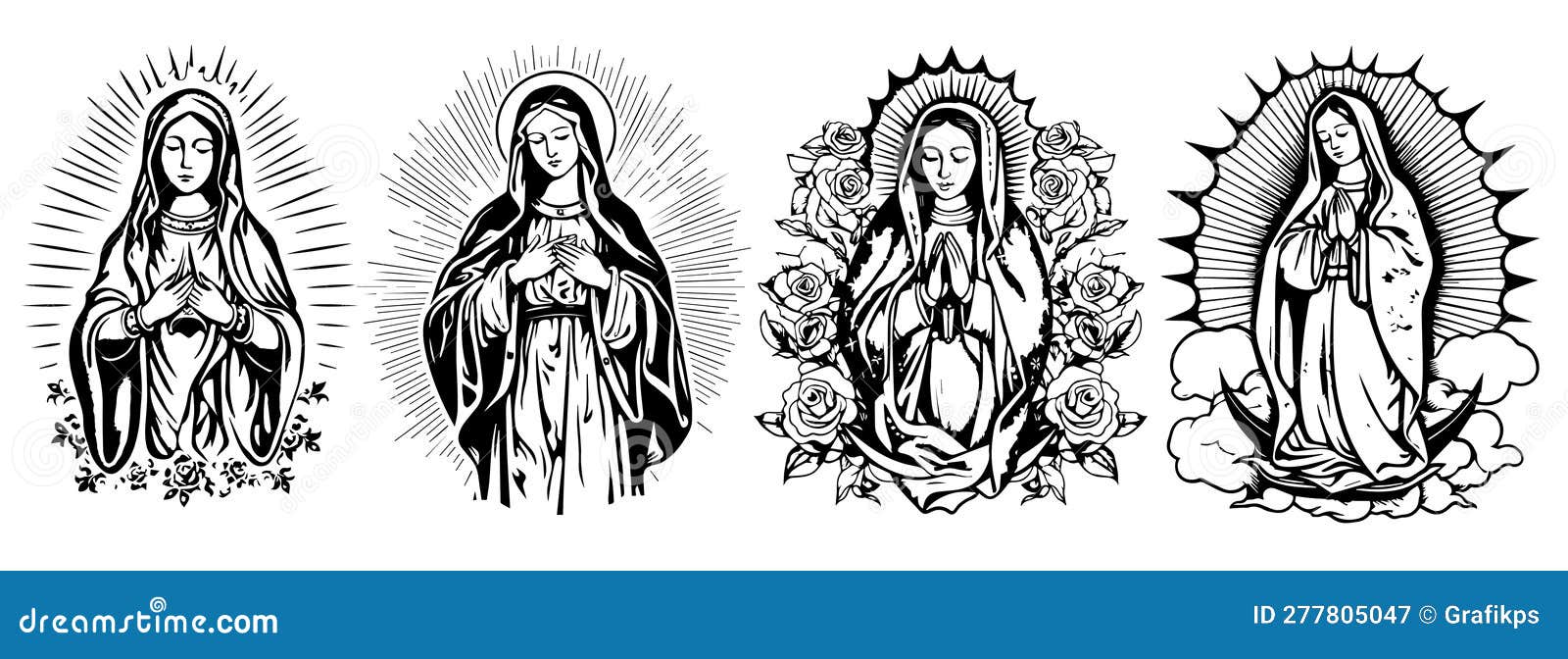 Our Lady Virgin Mary Vector Illustration Silhouette Svg, Laser Cutting ...
