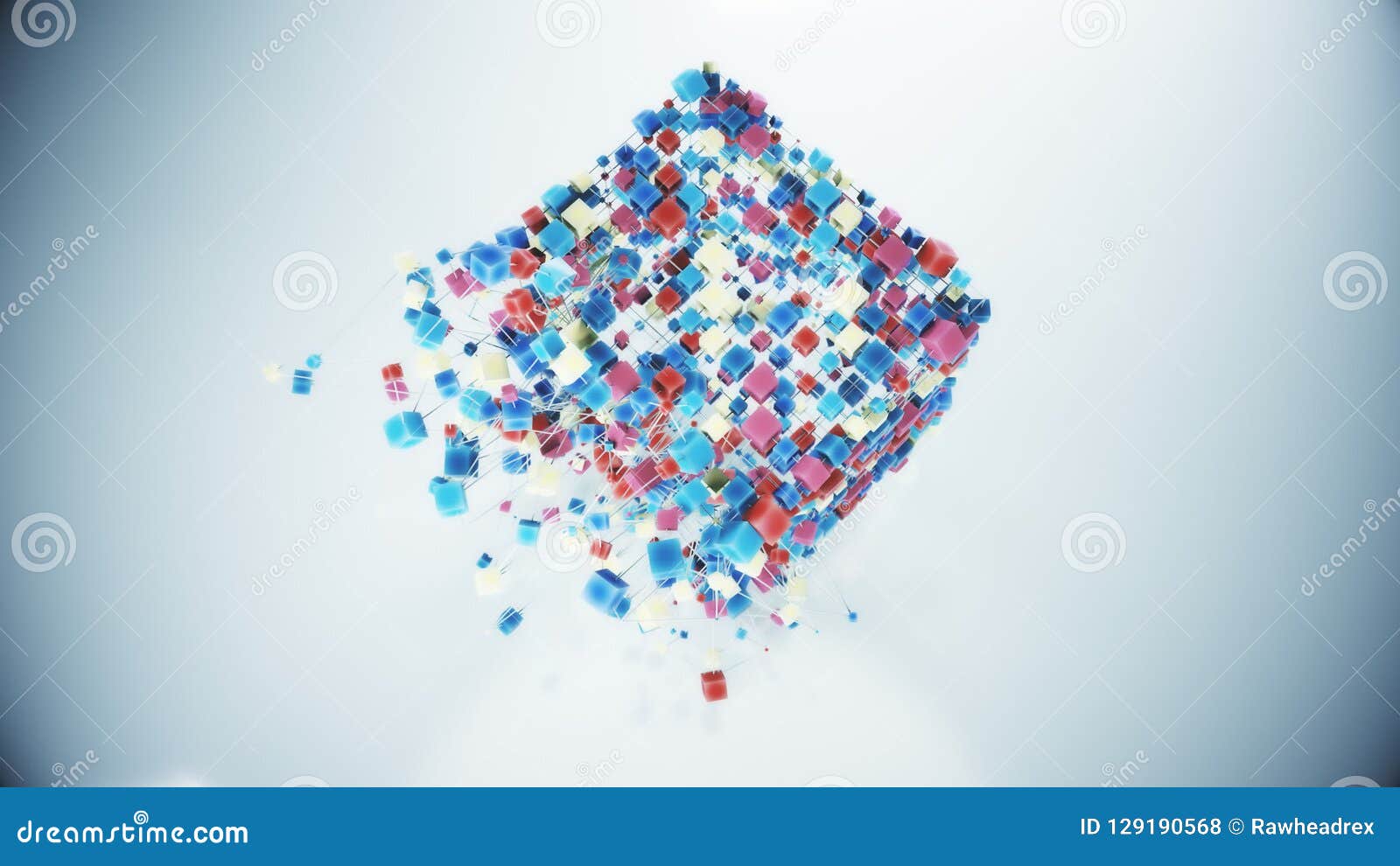 4K Abstract Cubic Network. stock footage. Video of modern - 129190568