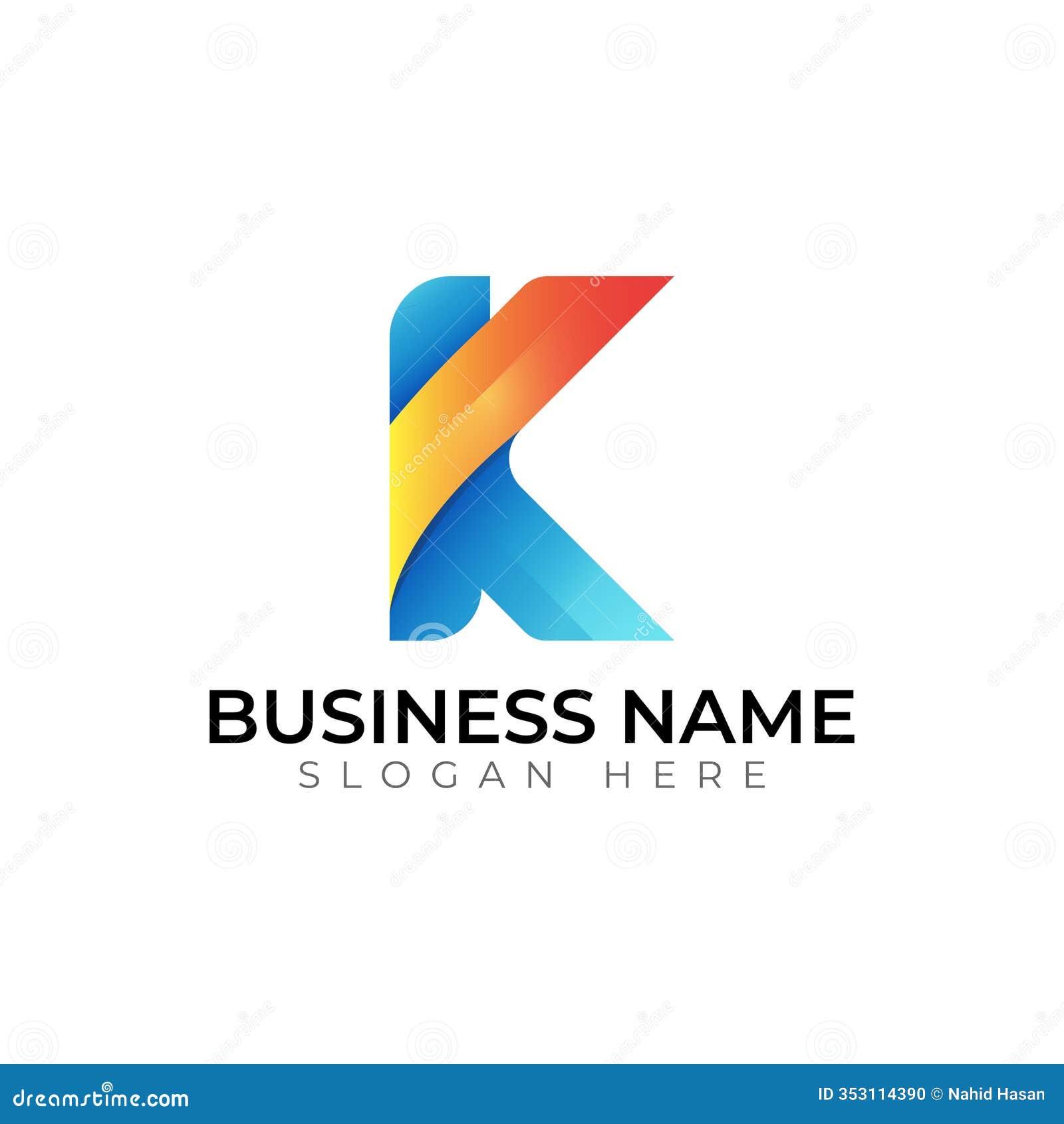 K Abstract Letter Gradient Letter Logo Template Stock Illustration ...